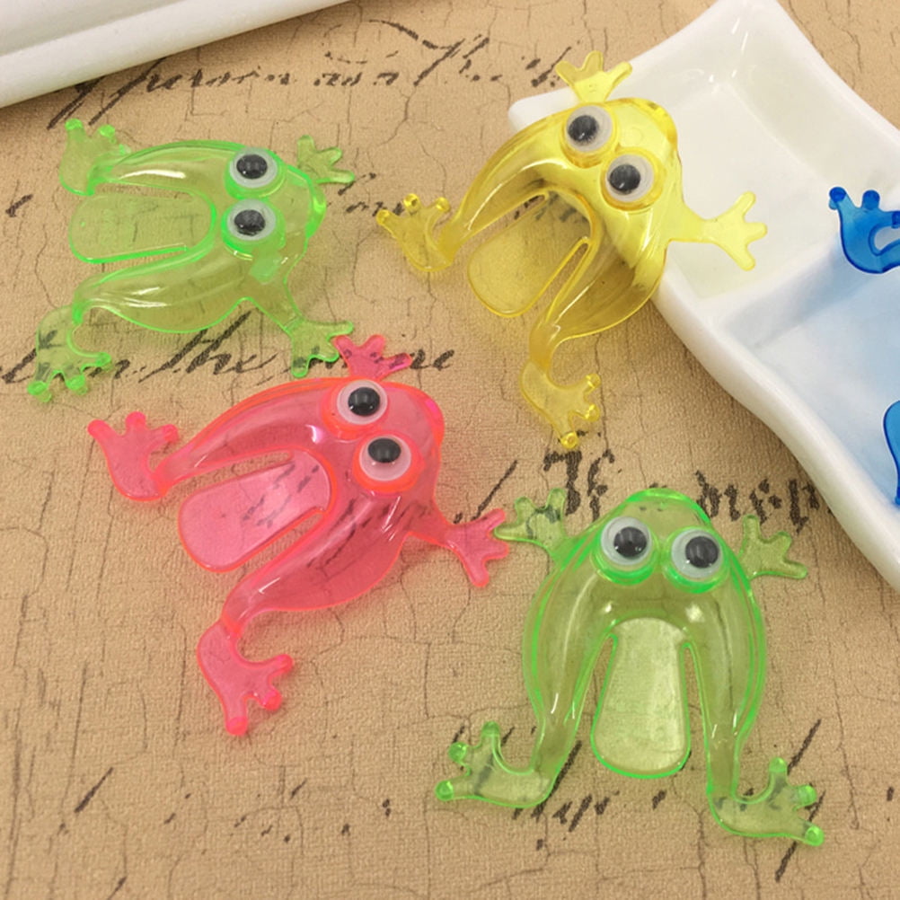 FRCOLOR Assorted Color Mini Jumping Frogs PVC Finger Pressing Toys for ...