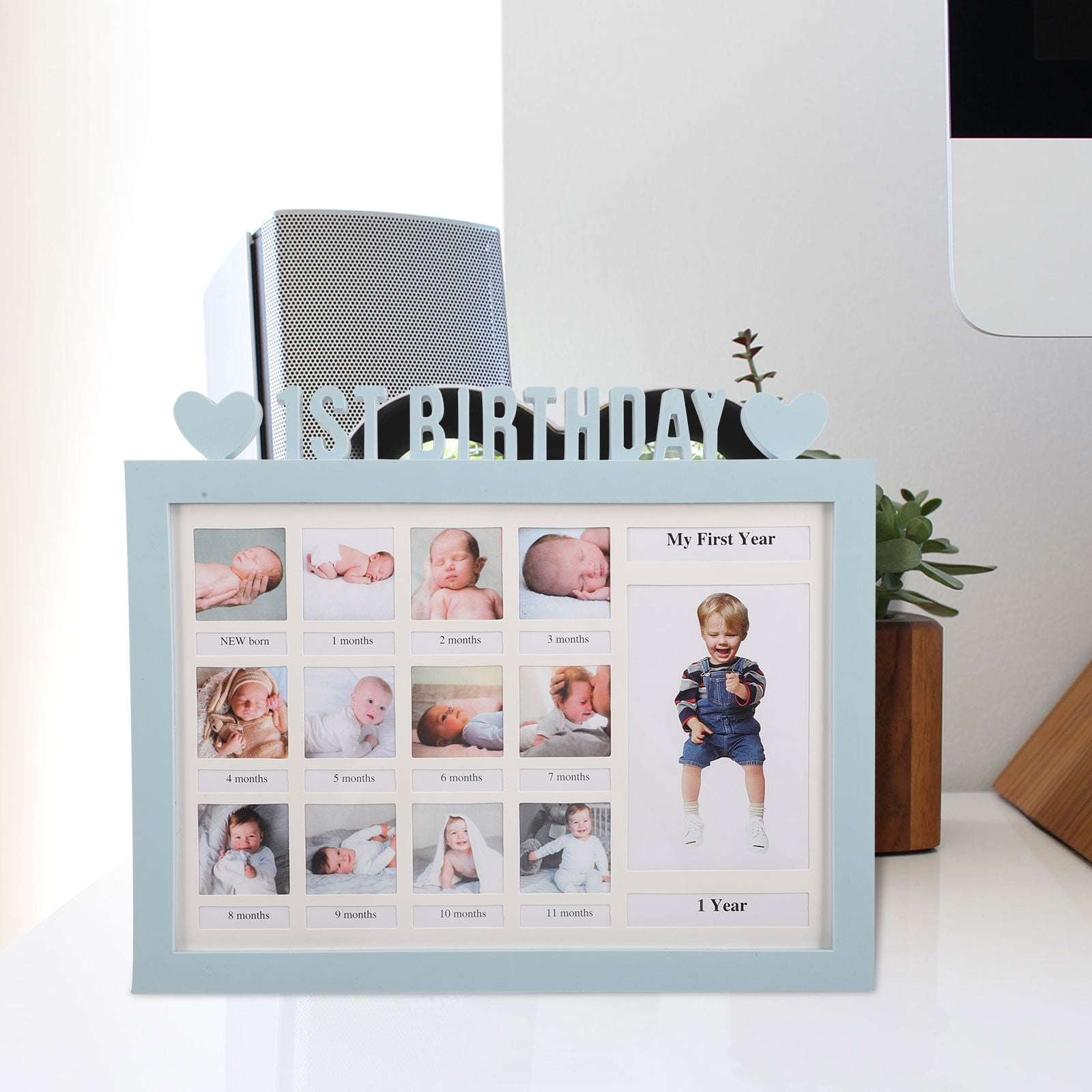 FRCOLOR Baby 1st Birthday Picture Frame Baby Boy Photo Frame Milestone ...