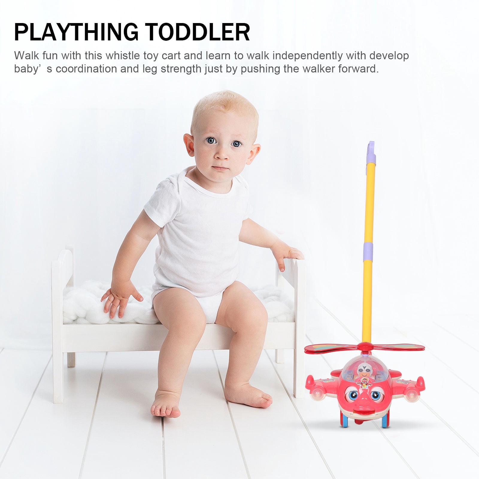 FRCOLOR Baby Push Toy For Toddlers With Whistle Toddler Walker Push Toy ...