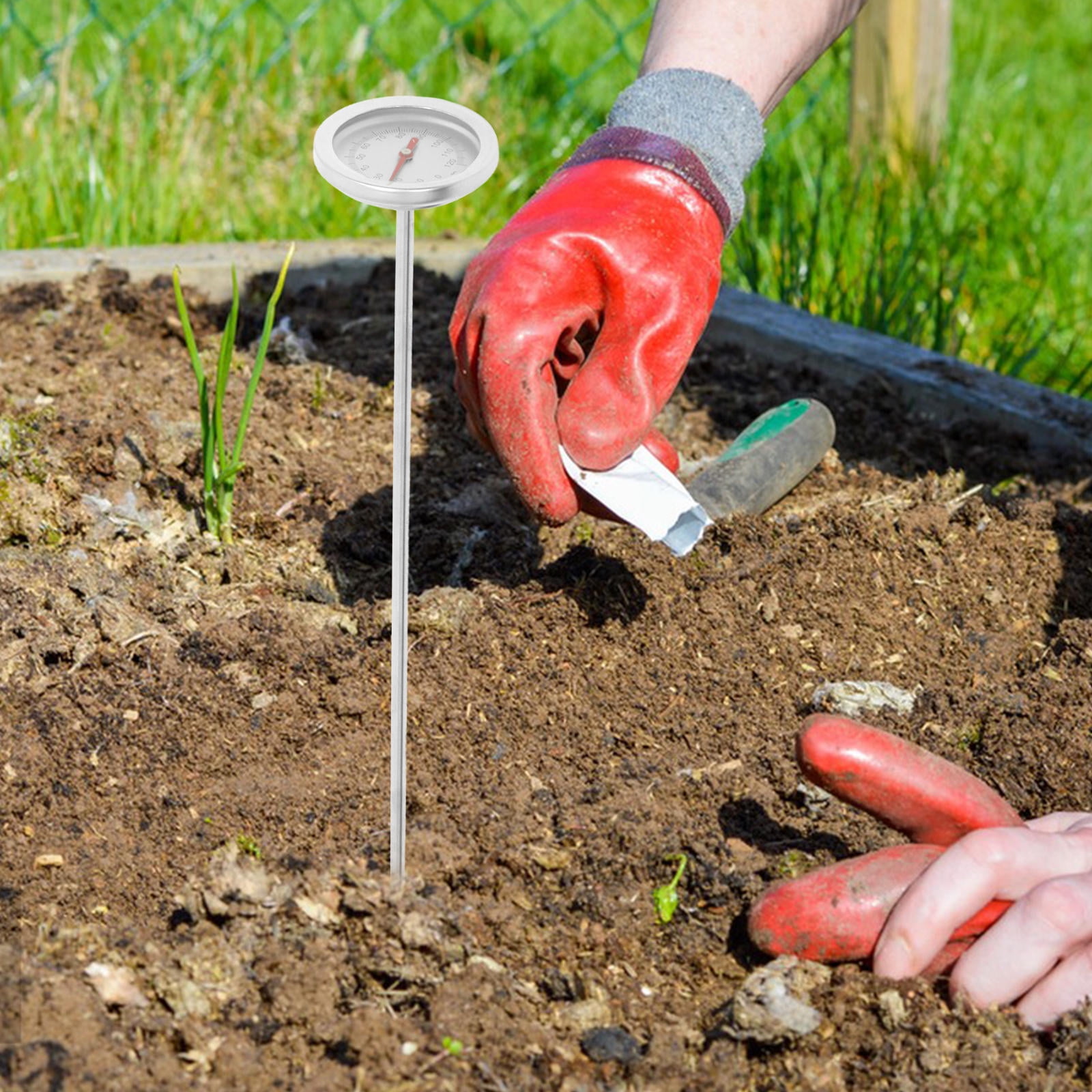 FRCOLOR Backyard Soil Thermometer Stainless Steel Compost Thermometer ...