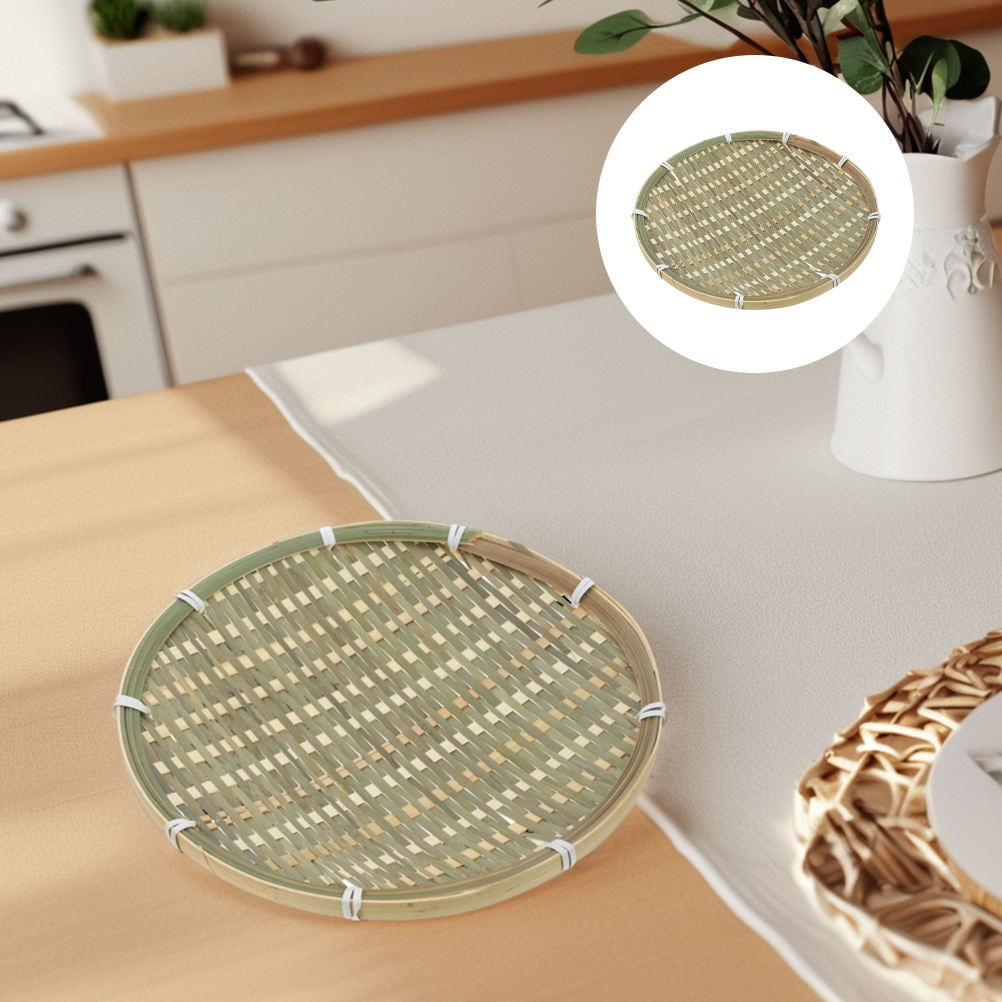 FRCOLOR Bamboo Basket Trays 11.79 Inch Round Handwoven Bread Baskets ...