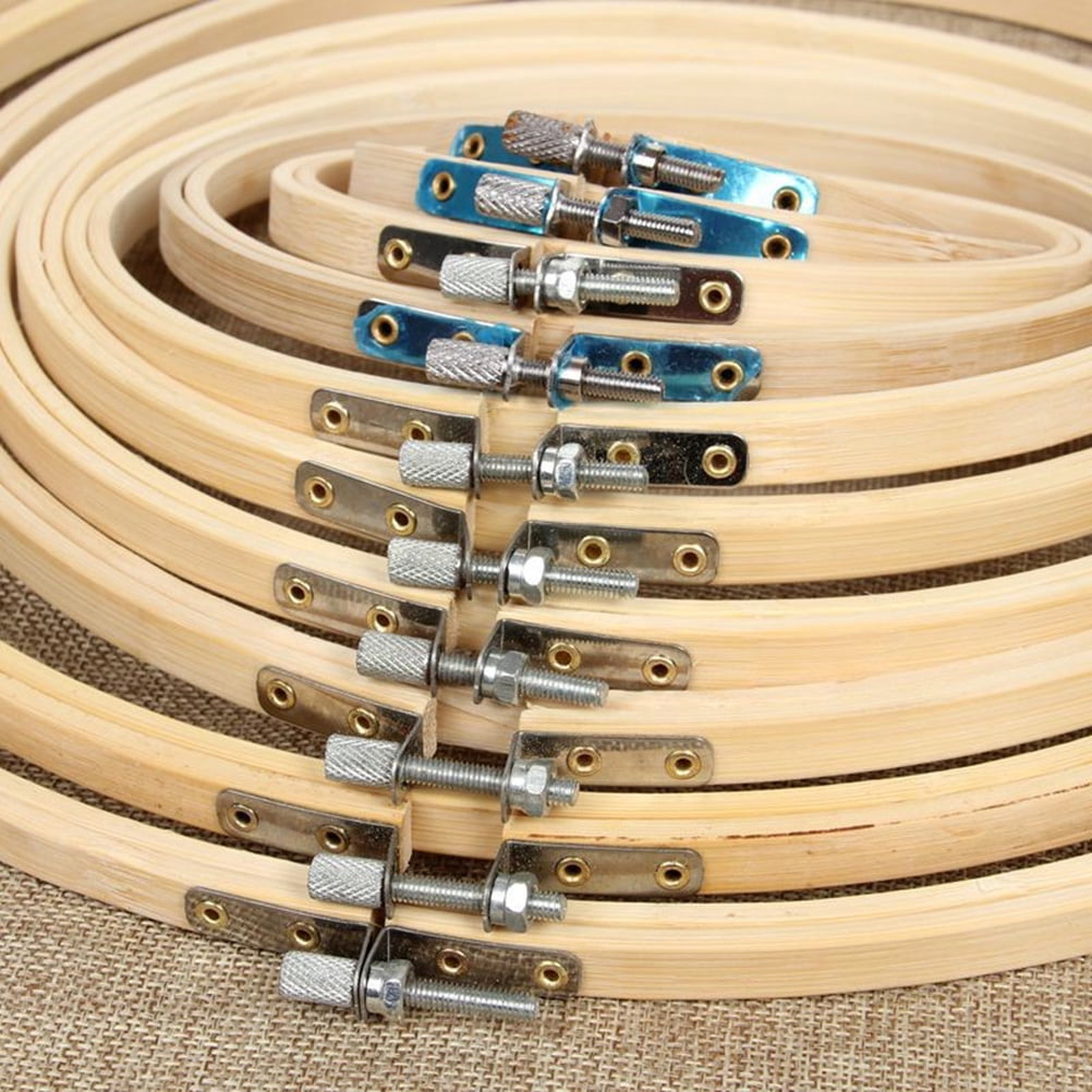 FRCOLOR Bamboo Embroidery Hoops for Cross Stitch and DIY Projects Khaki ...