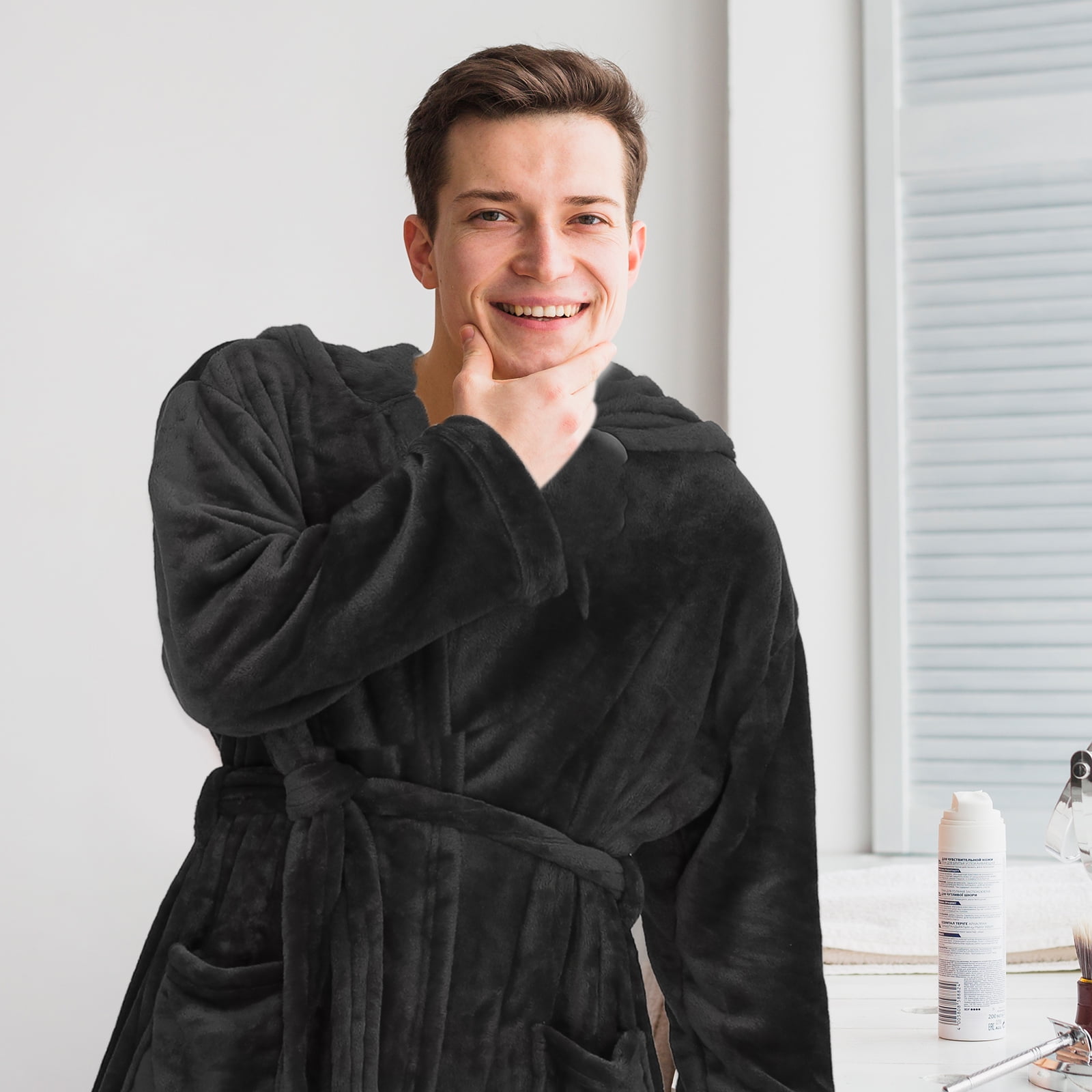 FRCOLOR Bath Robe Shower Robe Towel Robe Men's Hooded Robes Long Spa ...