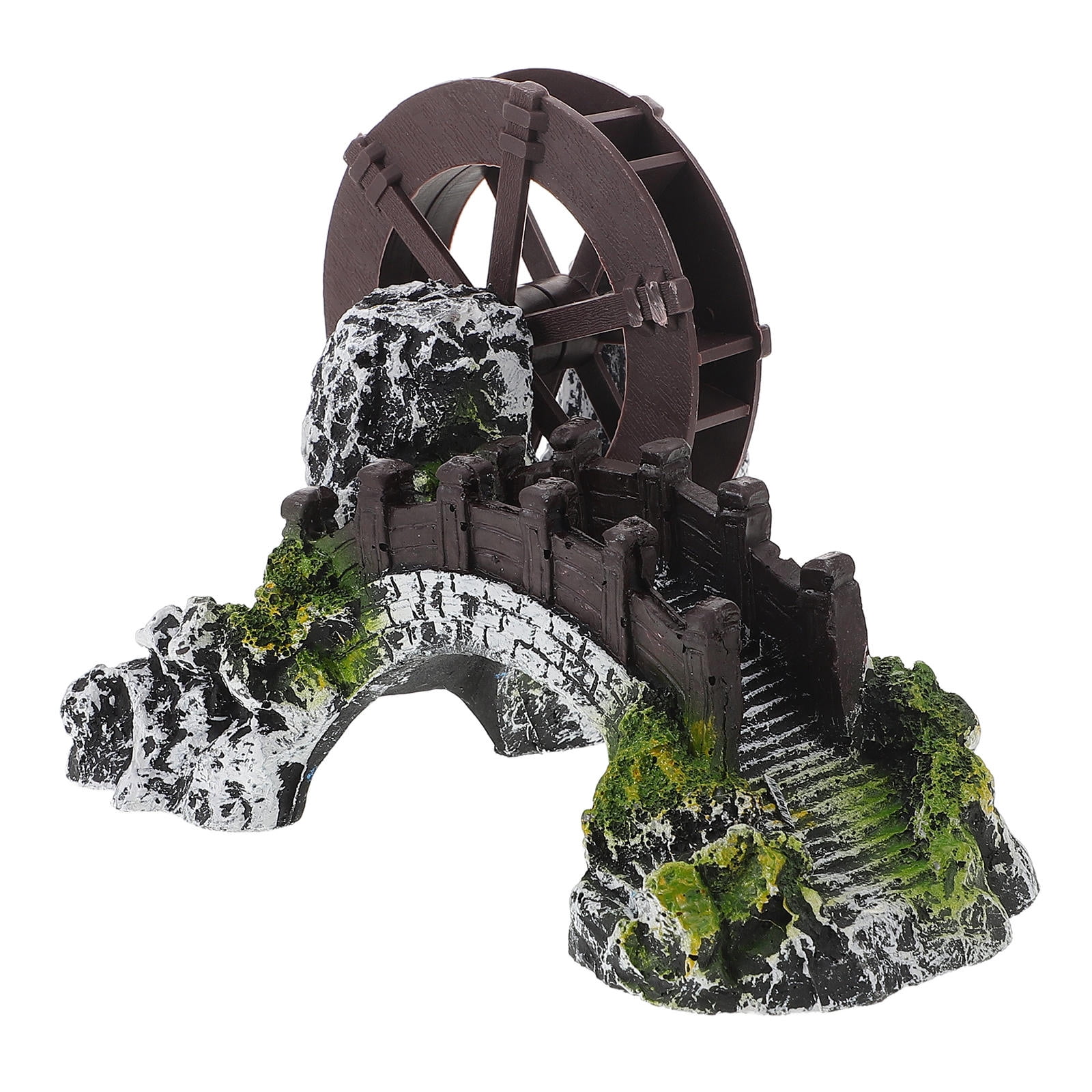 FRCOLOR Beautifully Crafted Resin Water Wheel Bridge Model for Decor ...