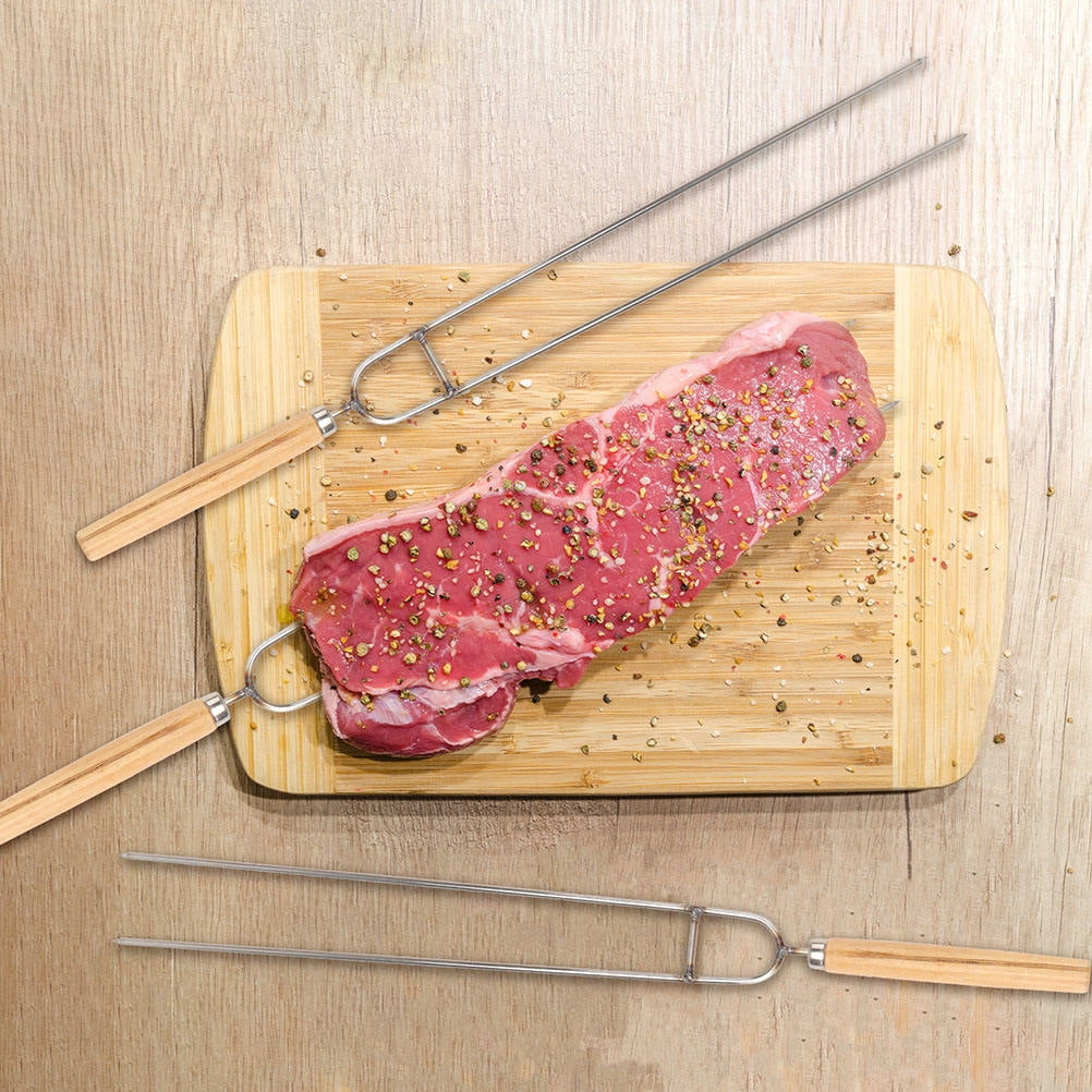 FRCOLOR Beige U-shaped BBQ Forks for Grilling and Outdoor Barbecue ...
