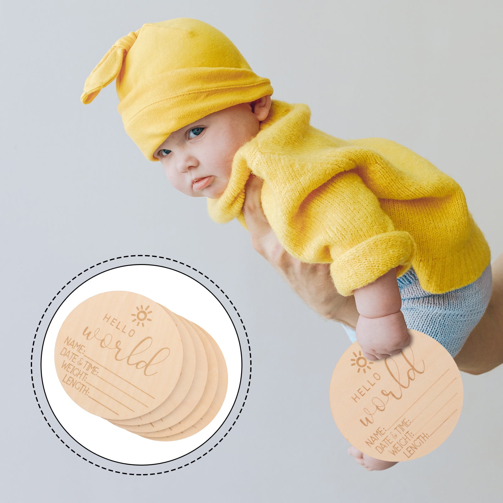 FRCOLOR Beige Wood Baby Birth Announcement Sign Ideal for Decor and ...