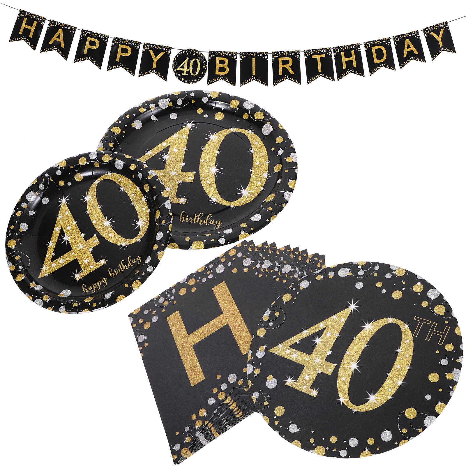 FRCOLOR Birthday Celebration Decorations Birthday Party Tableware Black ...