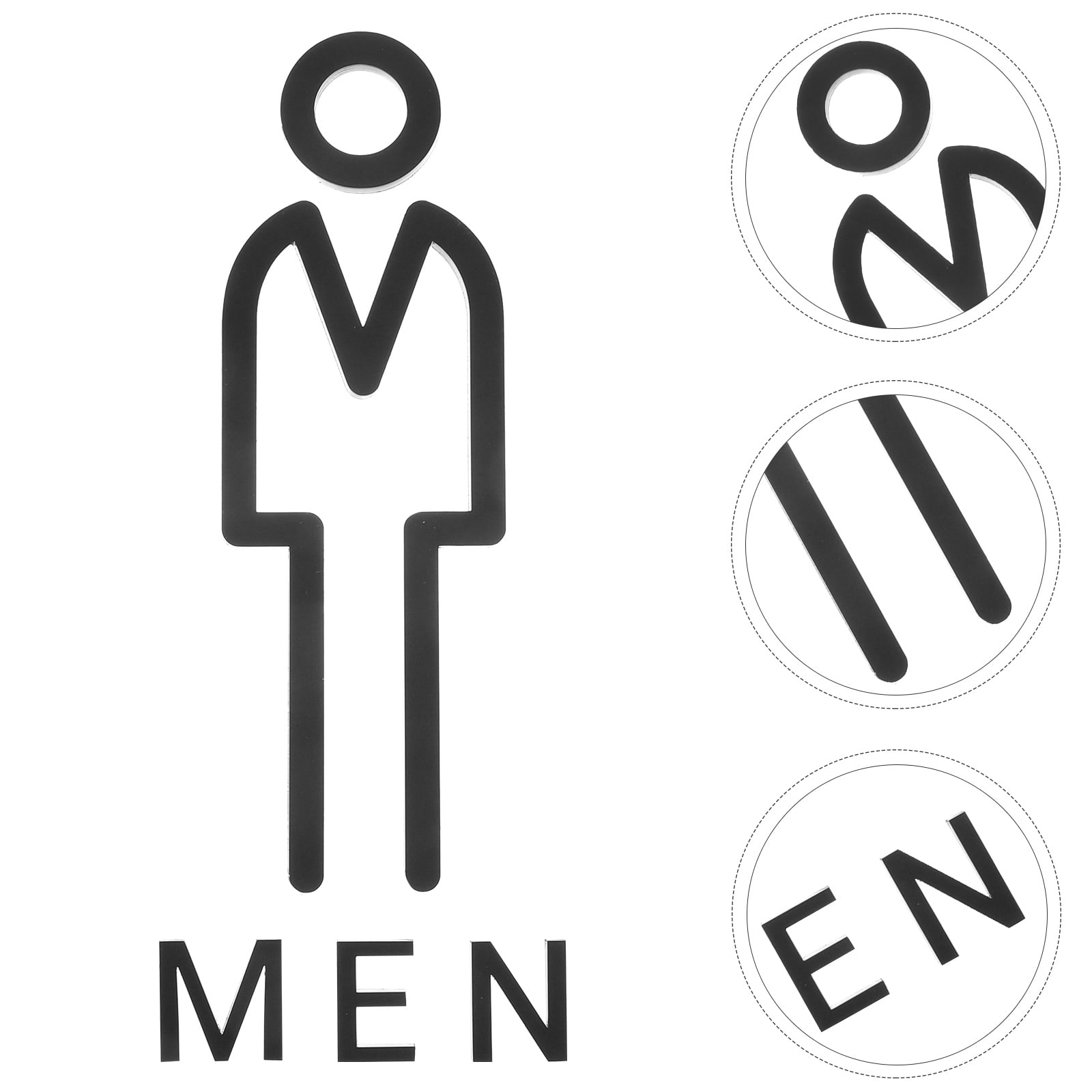 WASHWEPE Bathroom Door Sign Acrylic Toilet Identification Plate Black ...