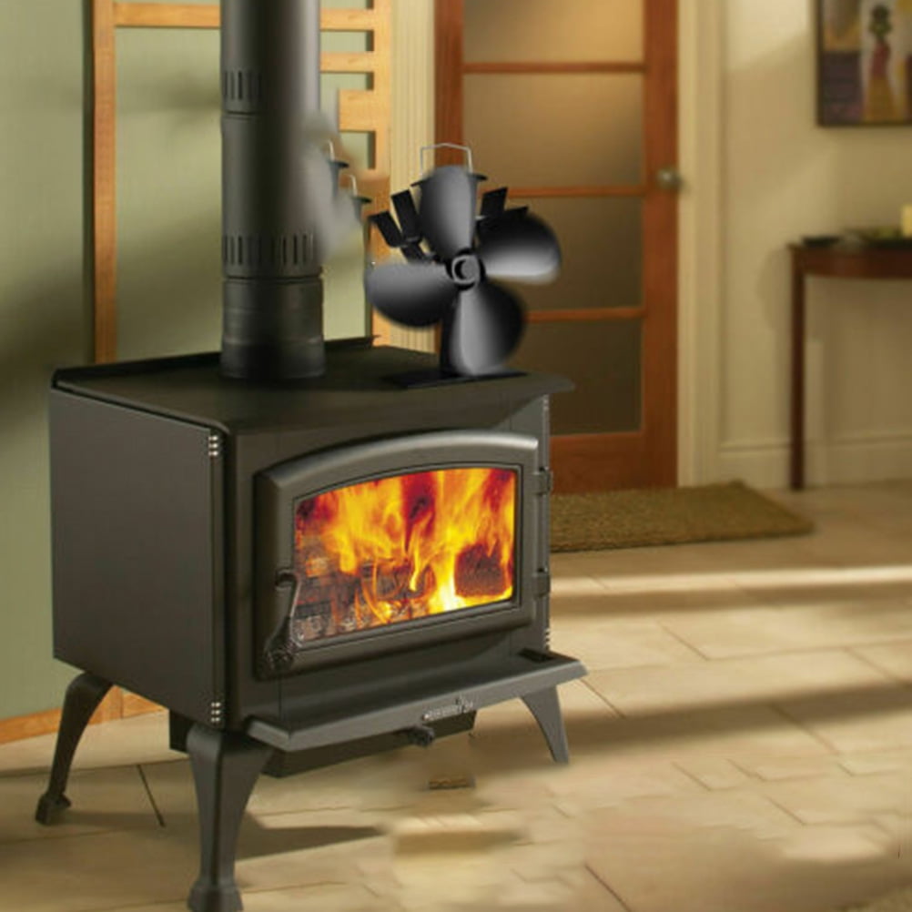 FRCOLOR Black Aluminum Heat Powered Fan for Fireplace Stove Eco ...