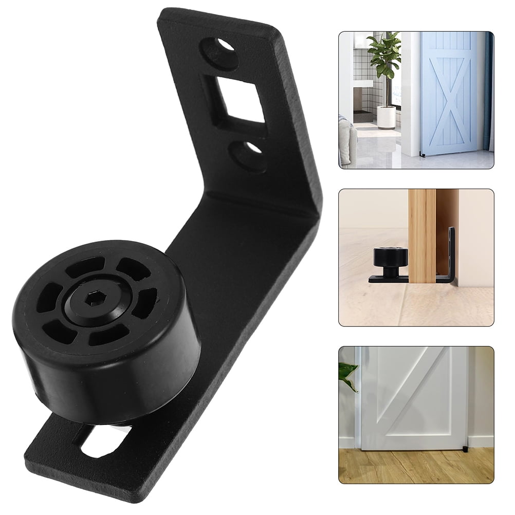 FRCOLOR Black Carbon Steel Floor Guide for Barn Door with Dual Roller ...