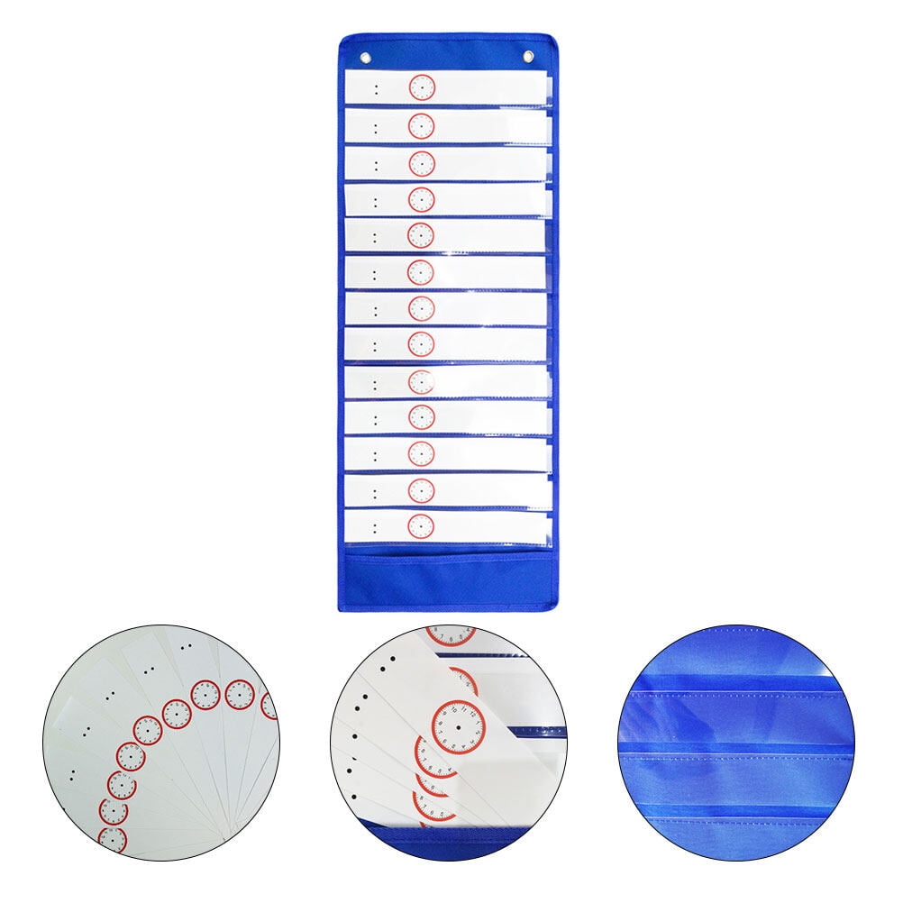 FRCOLOR Blue Daily Schedule Pocket Chart with 18 Reusable Cards for ...