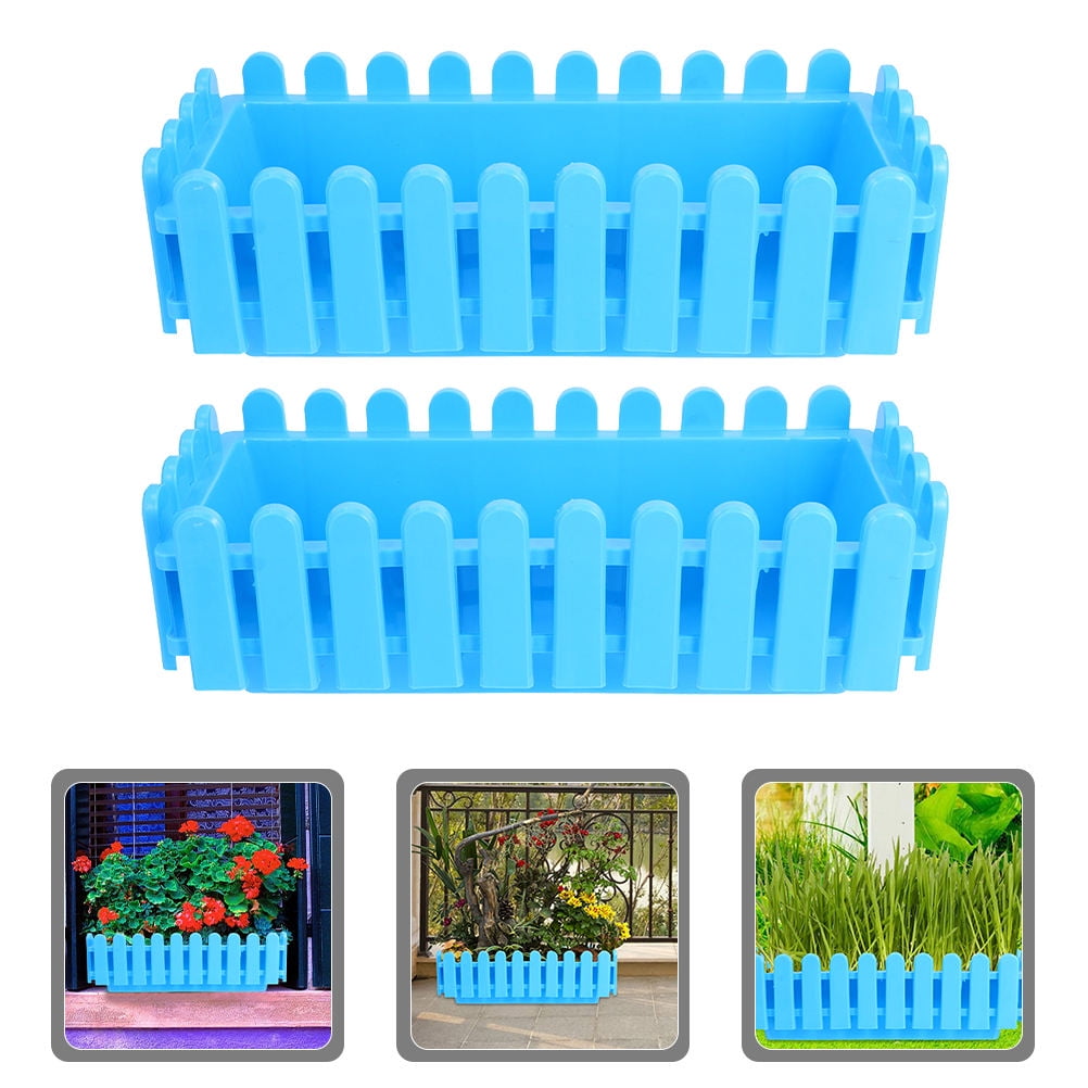 FRCOLOR Blue Durable Plastic Planter Box for Outdoor Plants and ...