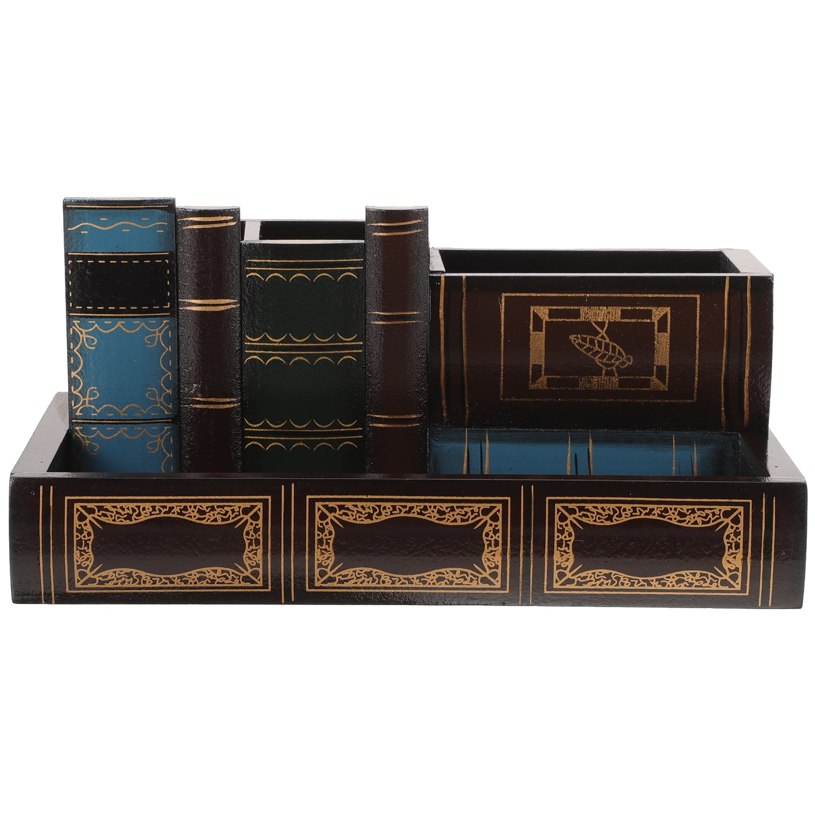 FRCOLOR Book Shaped Pen Holder Drawer Brush Pot Desktop Organizer ...