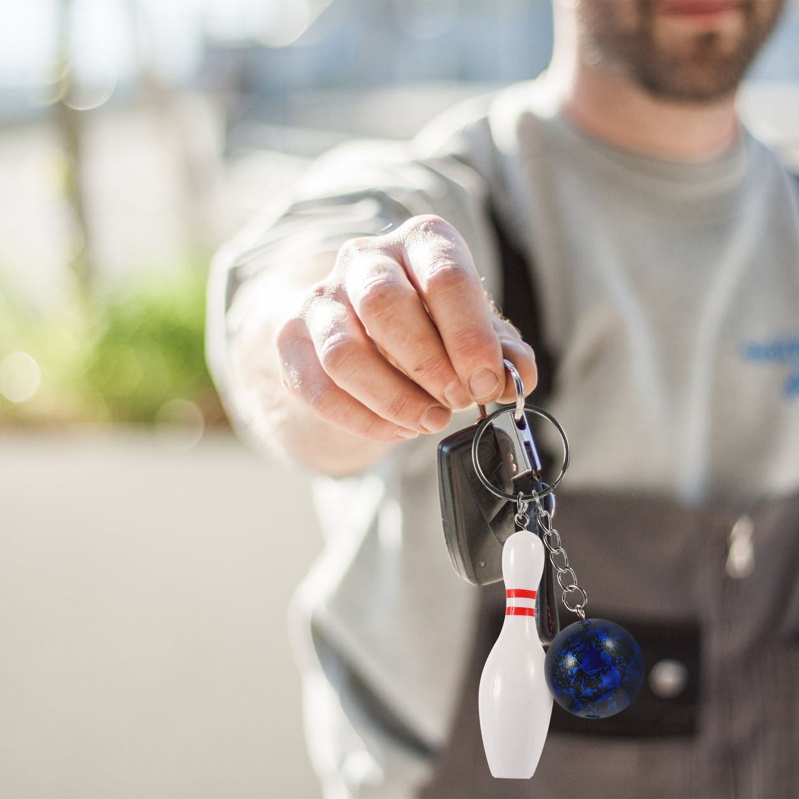 FRCOLOR Bowling Pin Keychain with Mini Ball and Pin Made of PVC and ...