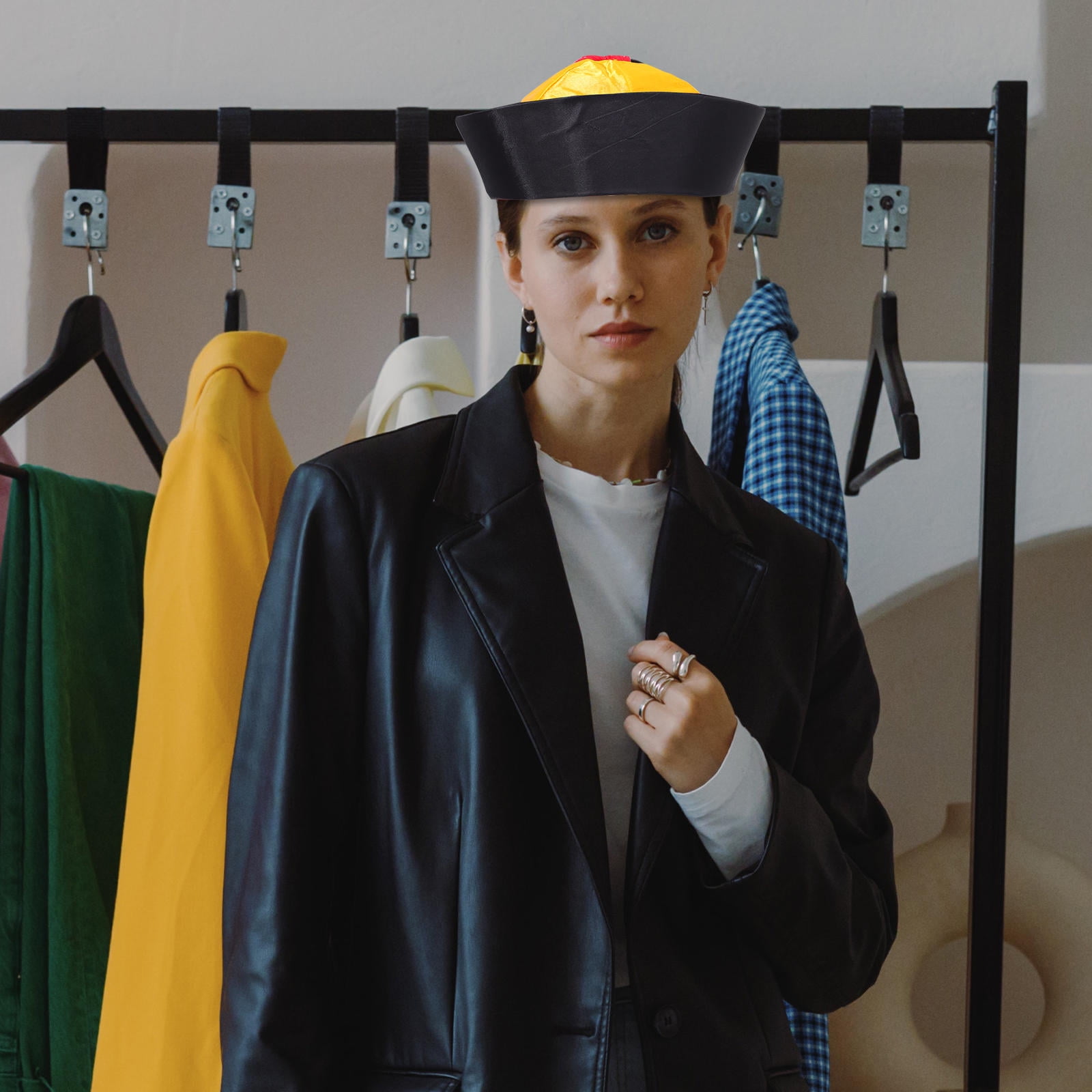 FRCOLOR Braids Hat Asian Ancient Hat Oriental Ponytail Hat Qing Style ...