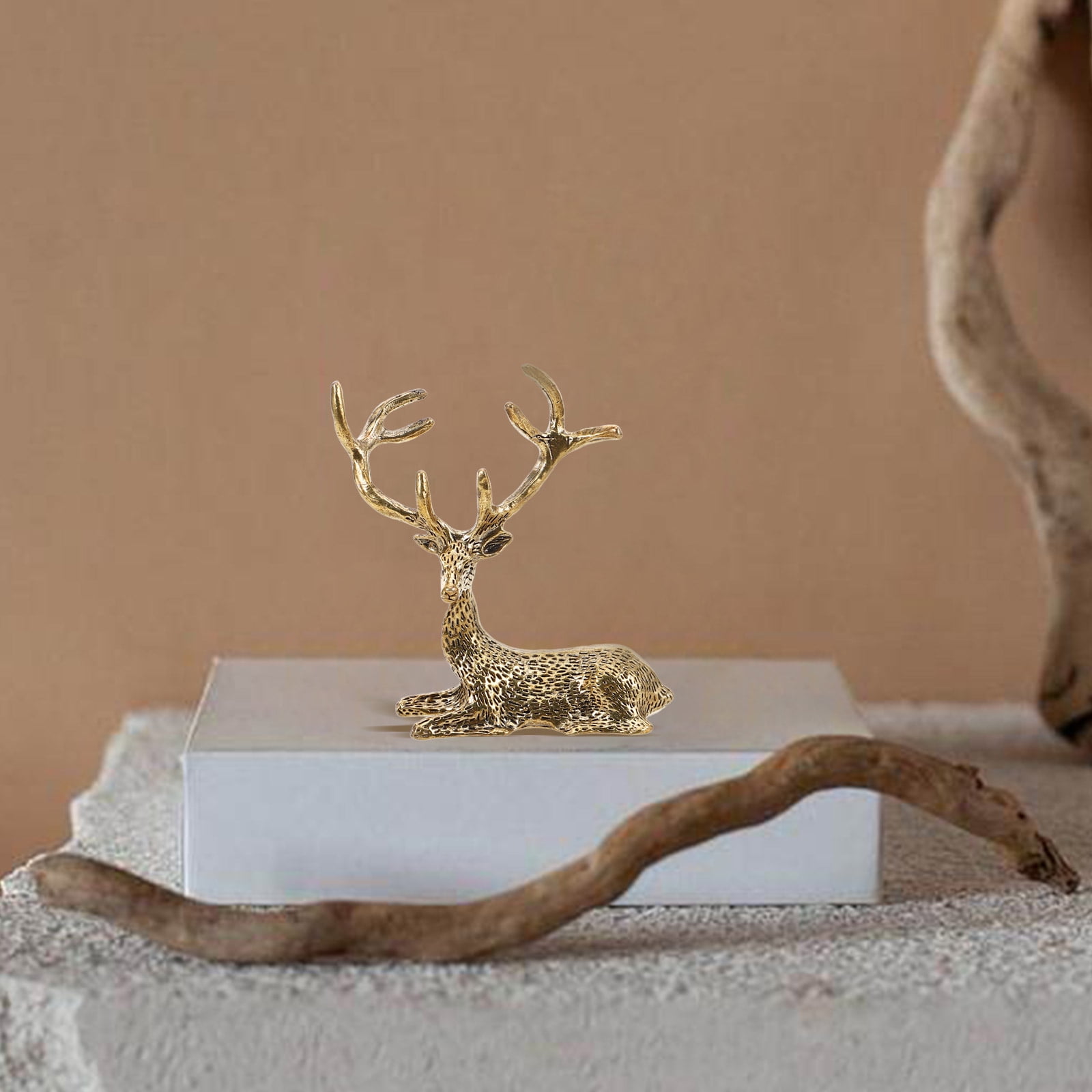 FRCOLOR Brass Elk Craft Vintage Style Elk Modeling Figurine Lifelike ...