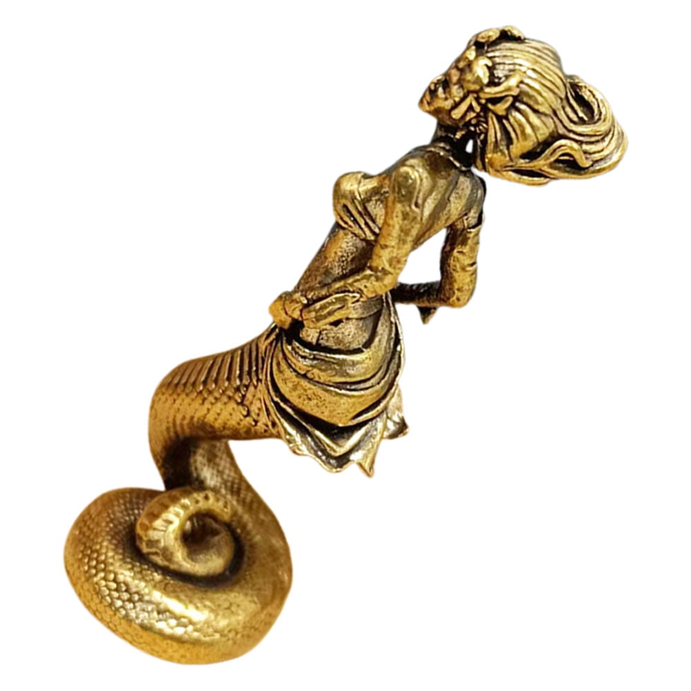 FRCOLOR Brass Snake Lady Sculpture Mini Medusa Statue for Micro Garden ...