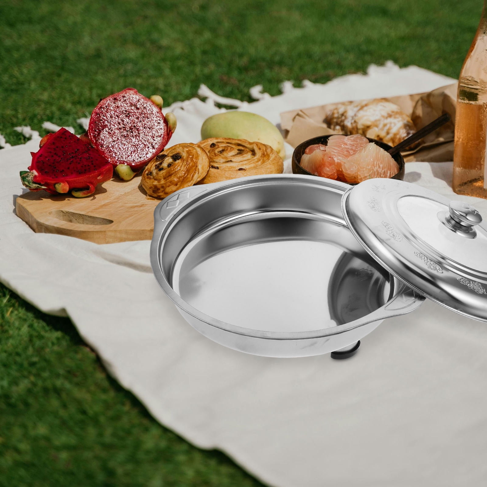 FRCOLOR Buffet Food Serving Pan Stainless Steel Buffet Tray with Lid ...