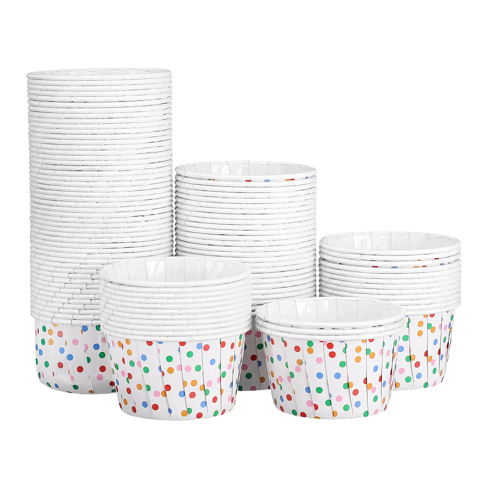Zcyifa Disposable Paper Dessert Cups 100pcs Polka Dot Ice Cream Sundae ...