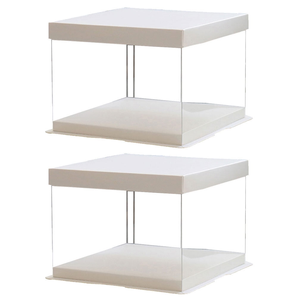 PAMINGONO Clear Plastic Cake Container Box 2Pcs with Lid for Minimalist ...