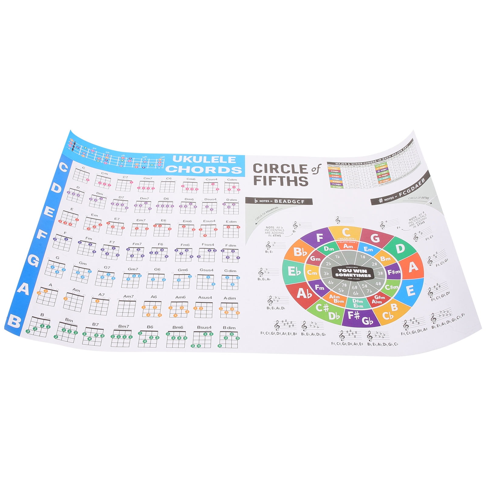 FRCOLOR Chord Chart Ukulele for Beginner Chords Learning Music Posters ...