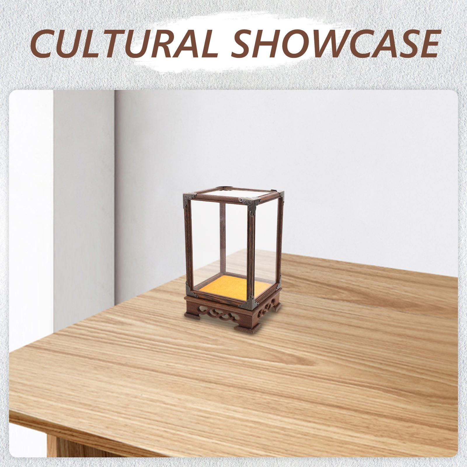 FRCOLOR Clear Glass Display Box Buddha Statue Model Holder Protective ...