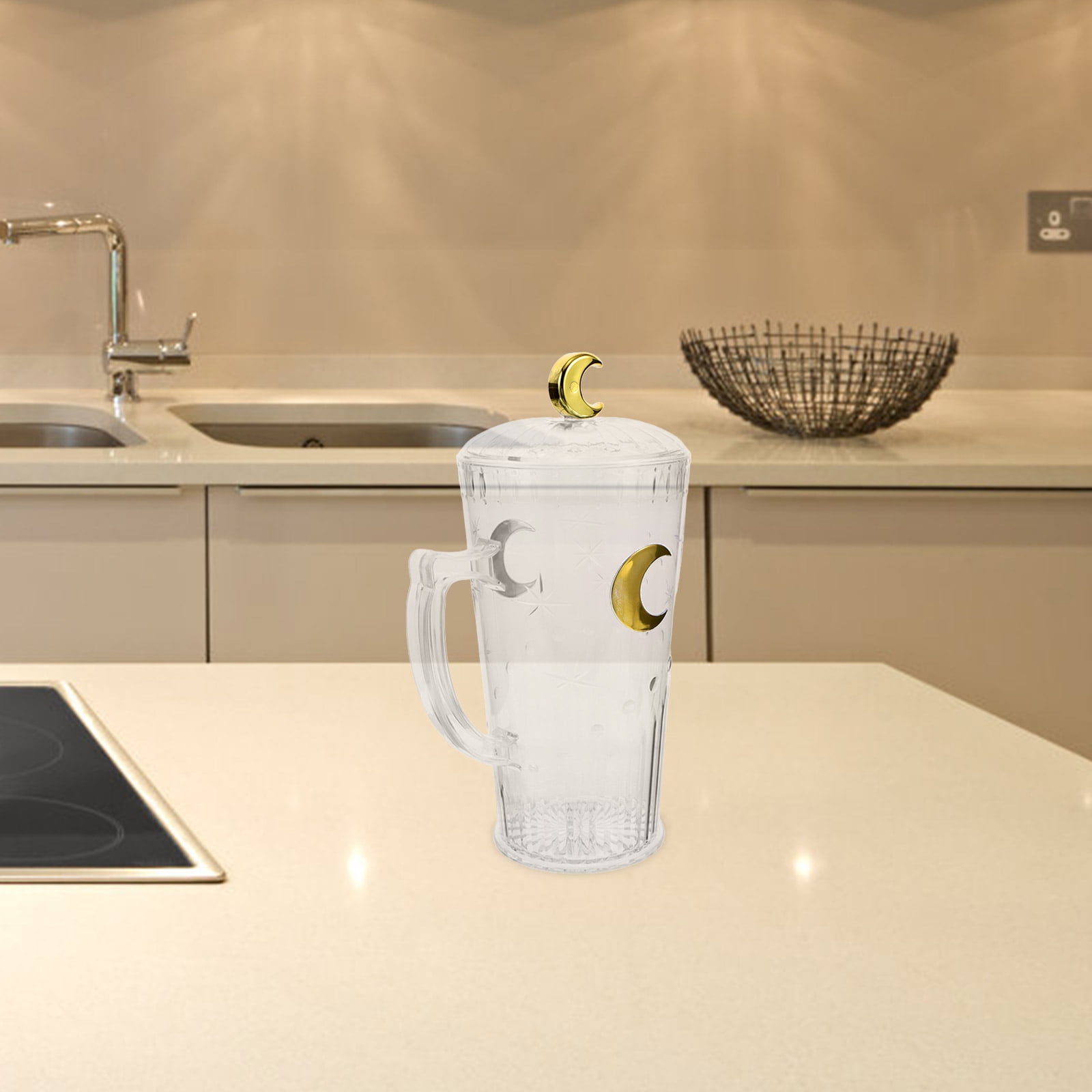 FRCOLOR Clear Plastic Water Pitcher With Lid for Iced Tea Lemonade and ...