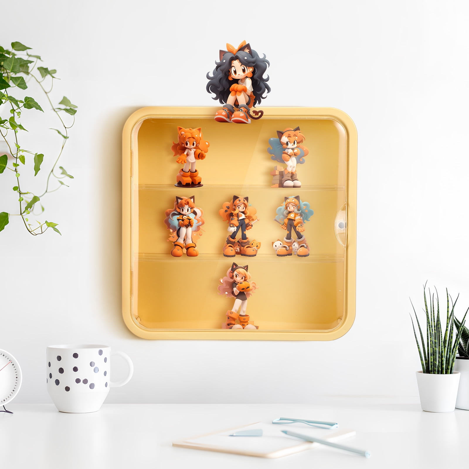 FRCOLOR Collection Case Figure Display Case Adhesive Wall Mount Display ...