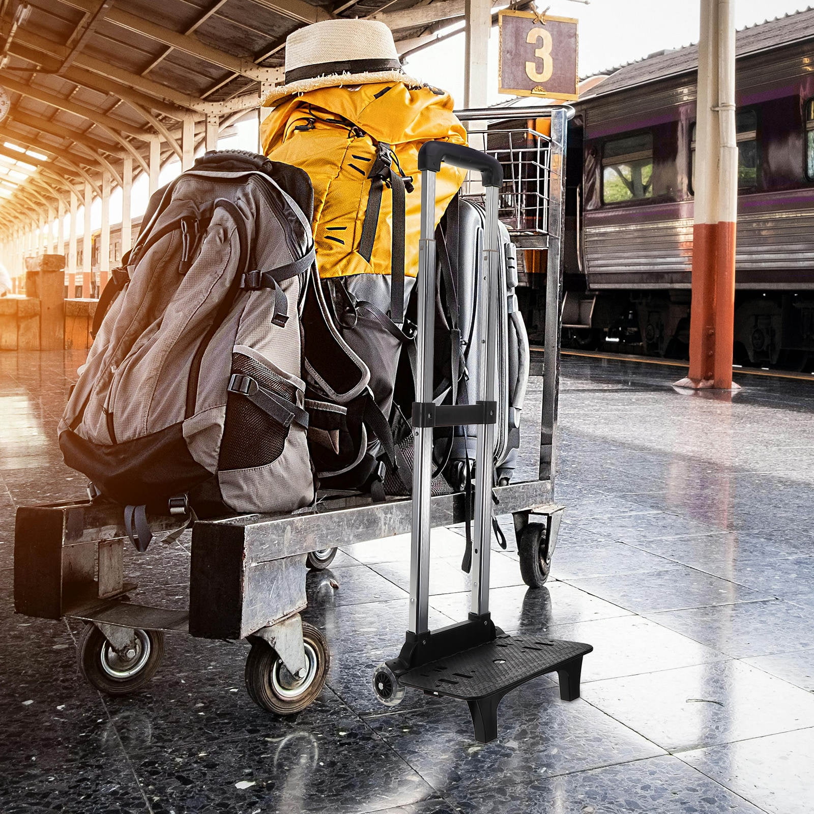 FRCOLOR Compact Folding Hand Truck with Extendable Handle Foldable ...