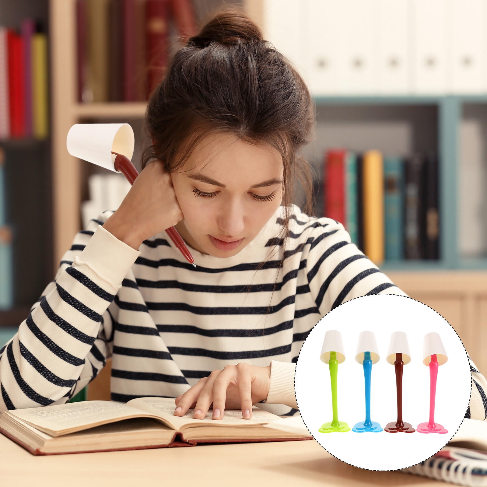 FRCOLOR Creative Desk Lamp Ballpoint Pen with Cartoon Design 4pcs 0.5mm ...