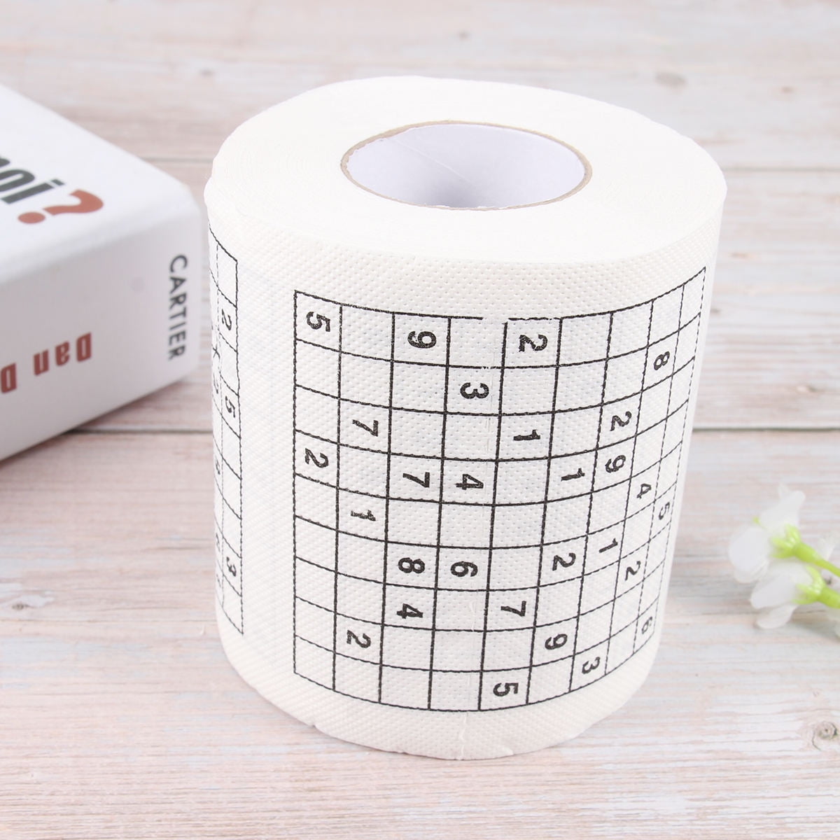 FRCOLOR Creative Sudoku Printed Toilet Paper Made of Wood Pulp White ...