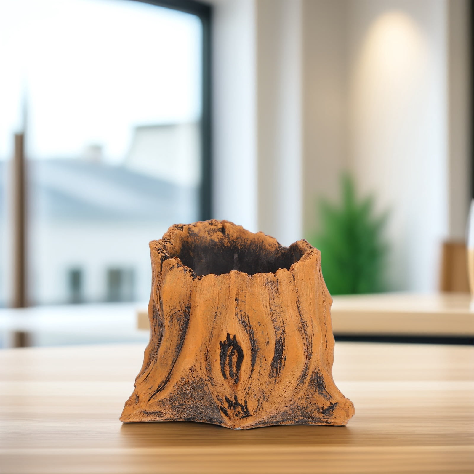 FRCOLOR Creative Vintage Imitation Wood Pile Tree Wood Flower Pot ...