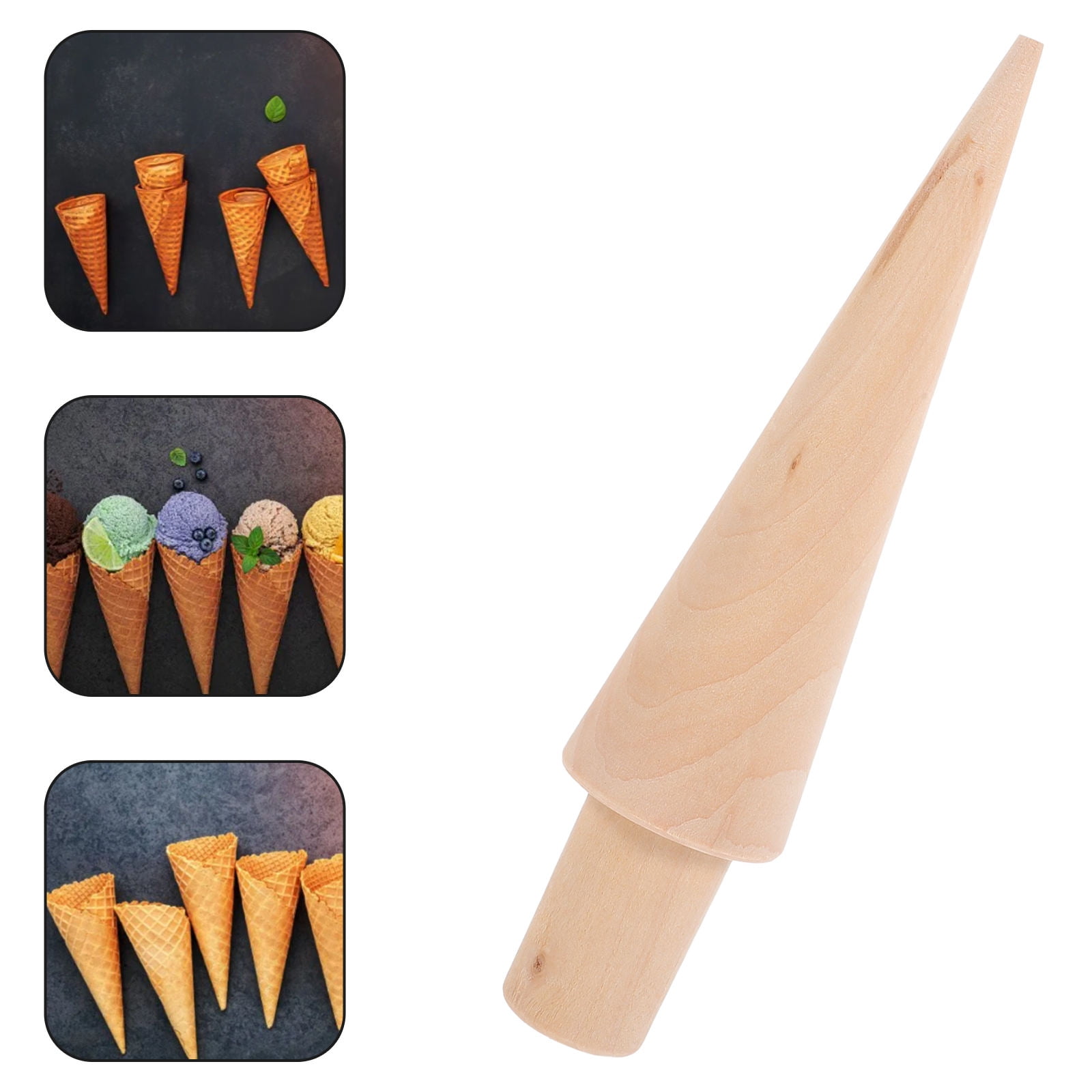 FRCOLOR Creative Wooden Ice Cream Cone Mold Reusable Waffle Cone Maker ...
