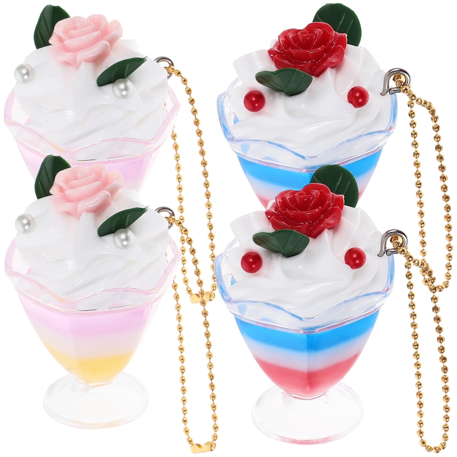 FRCOLOR Cute Ice Cream Keychain Charm in Assorted Color with Plastic ...