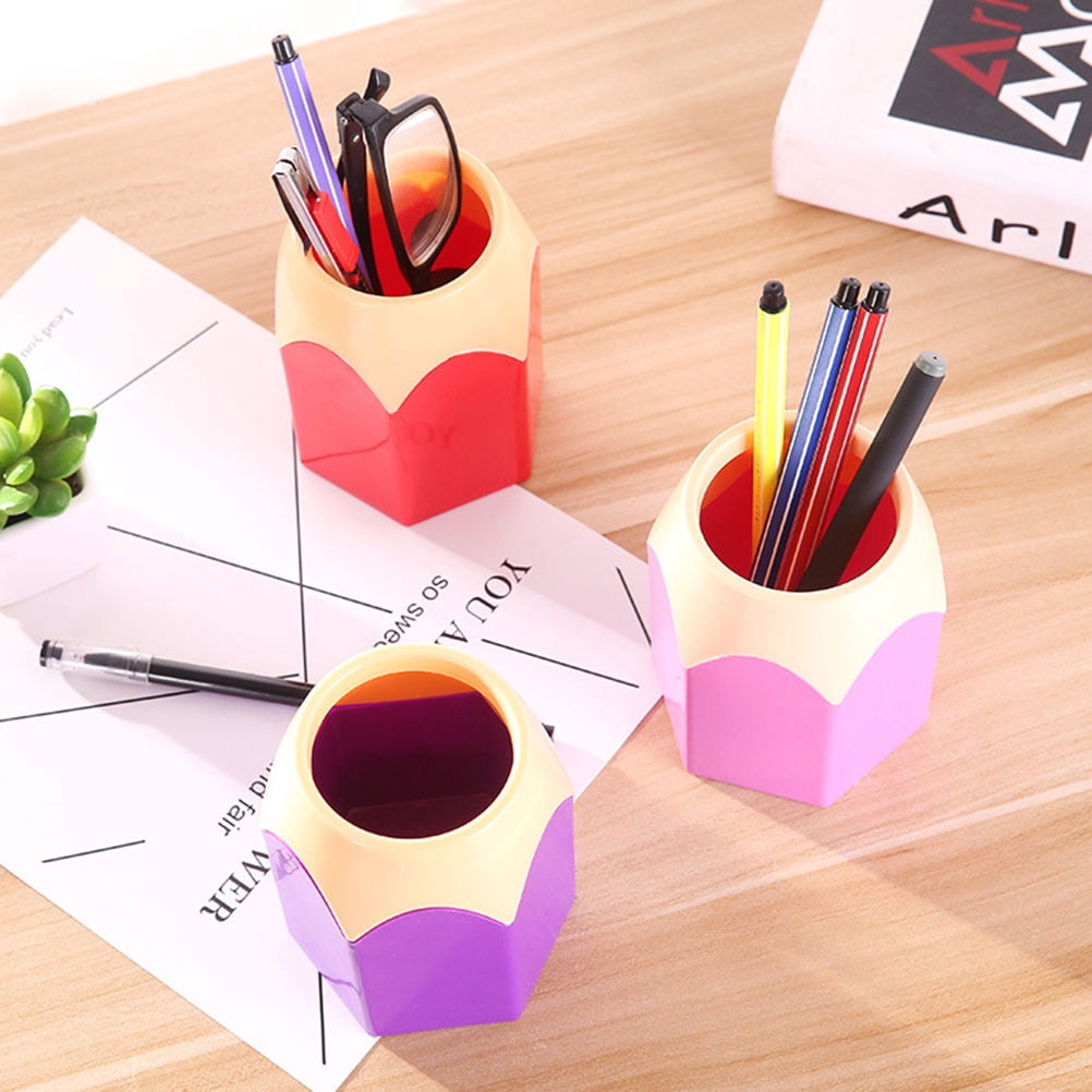 FRCOLOR Cute Pencil Shaped Cups Made of ABS for Storage with Stable ...