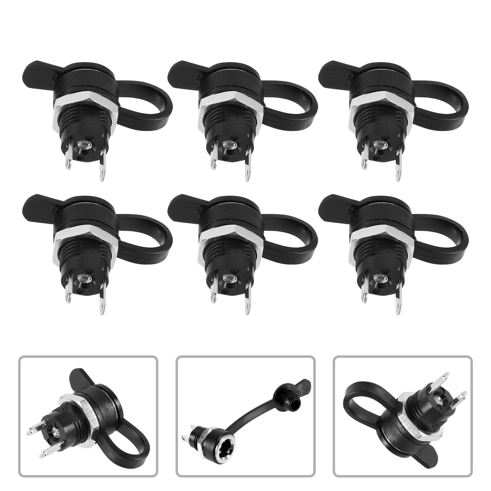 FRCOLOR DC Power Jacks Female Panel Mounting Adapter with Waterproof ...