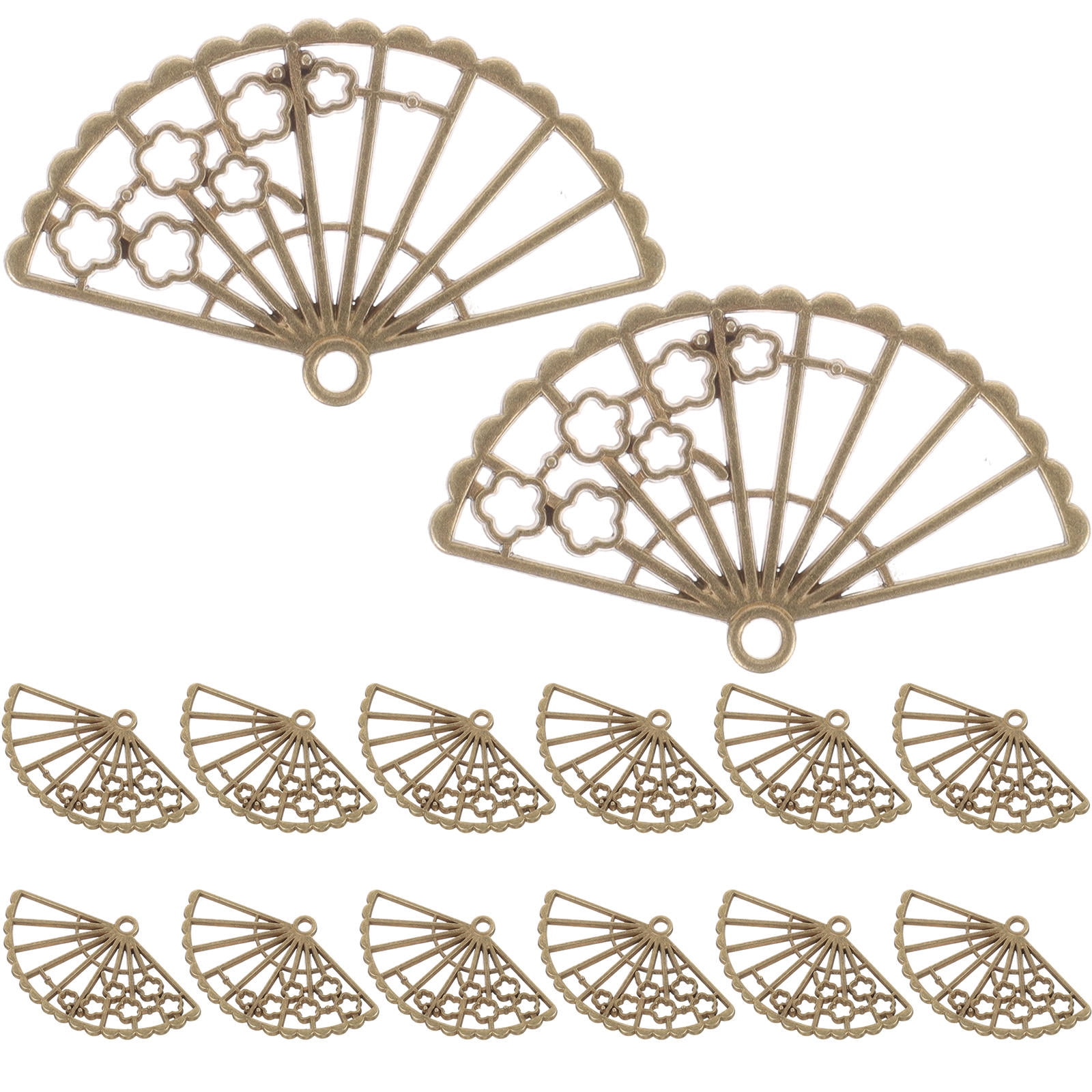 FRCOLOR 100Pcs Antique Fan Charms Pendants in Dark Green for Gift ...