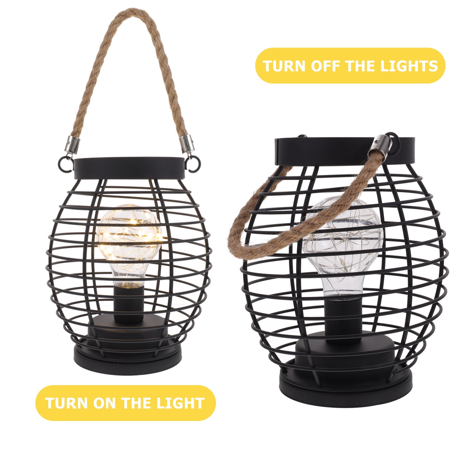 FRCOLOR Desk Hanging Retro Hand Lantern Portable Battery Operated Night ...