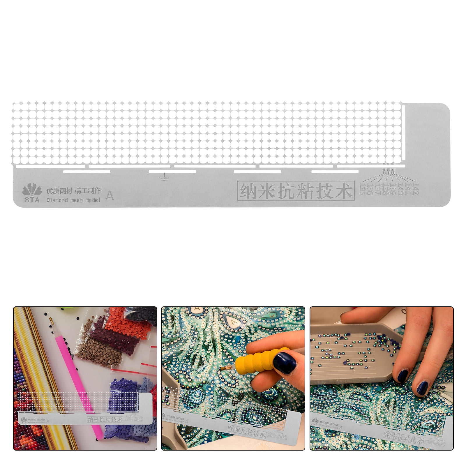 FRCOLOR Diamond Art Ruler Metal Drawing Ruler Diy Mesh Ruler For Craft ...