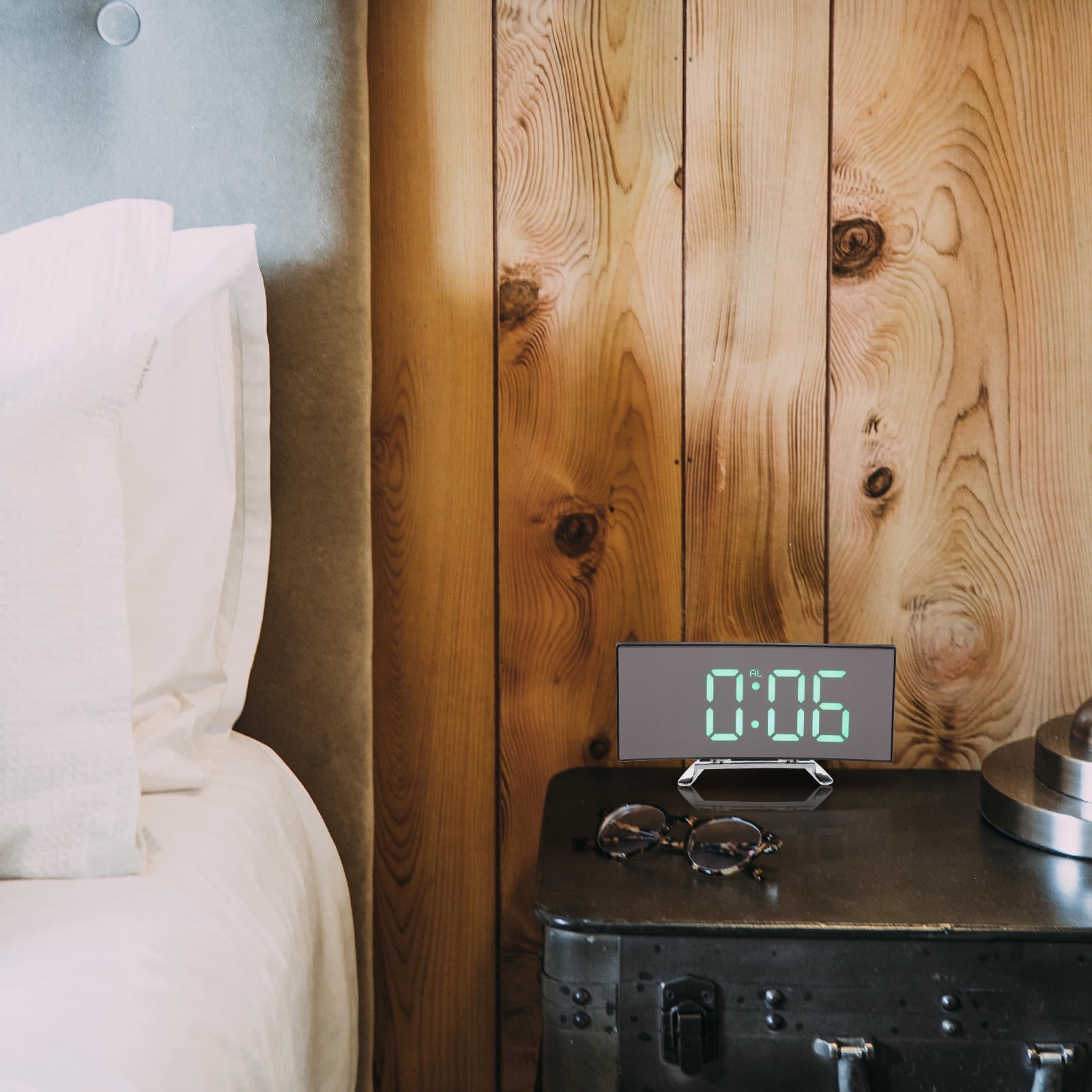 FRCOLOR Digital Clock for Bedroom Desk Alarm Clocks White Dim Green ...