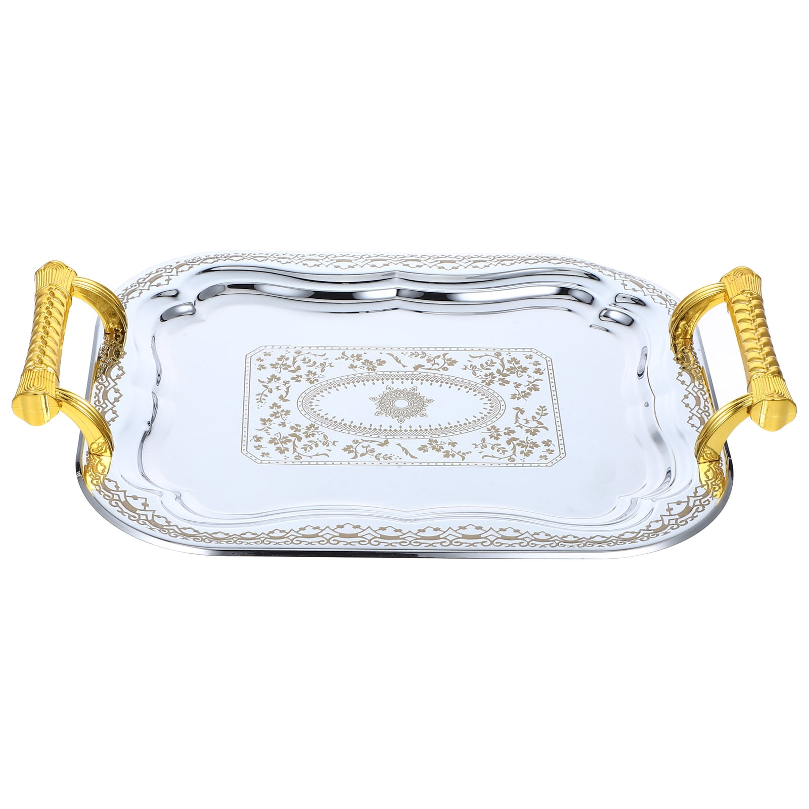 FRCOLOR Dining Table Tray Beverage Food Serving Tray Stainless Steel ...
