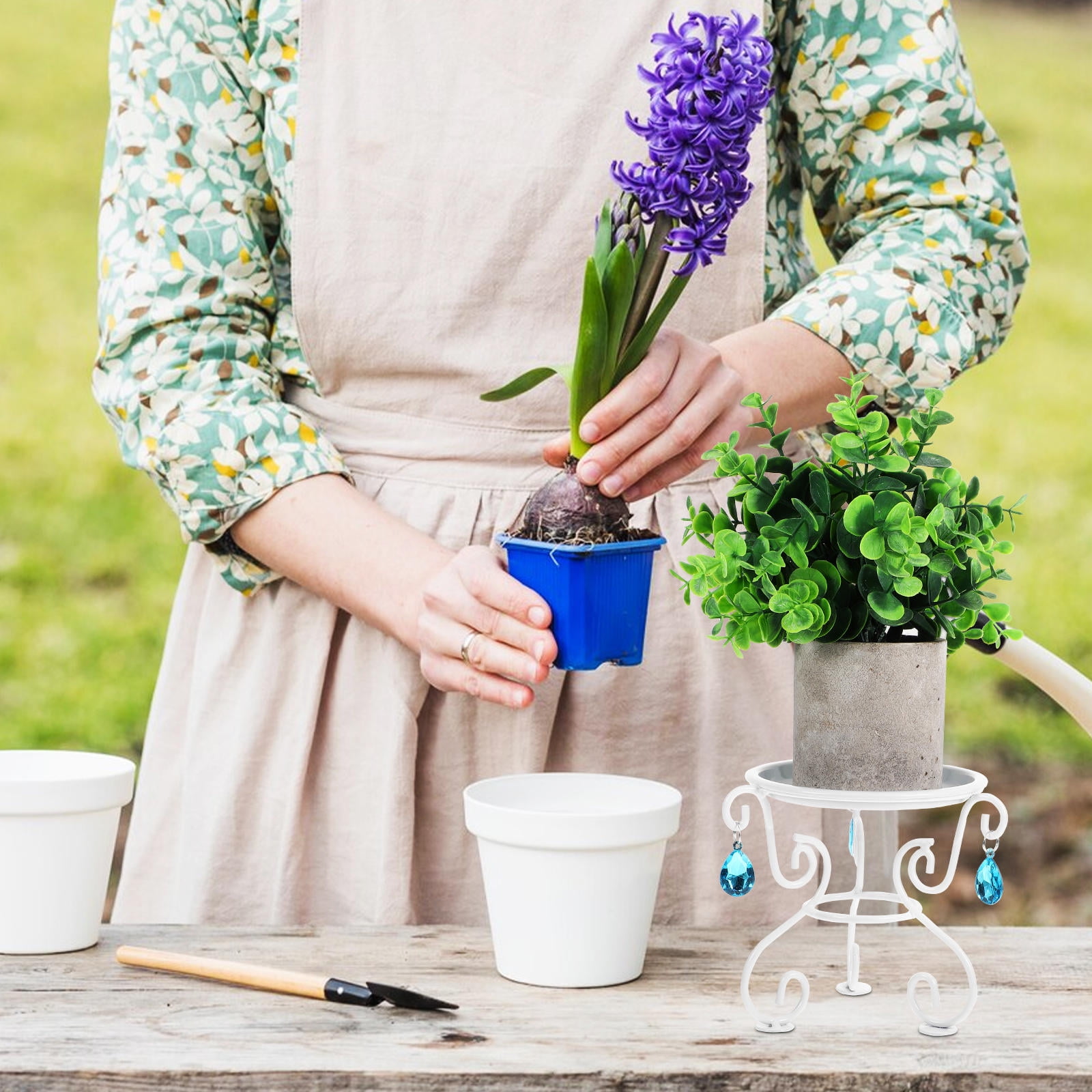 FRCOLOR Display Metal Flower Pot Stand Farmhouse Plant Stand Outdoor ...