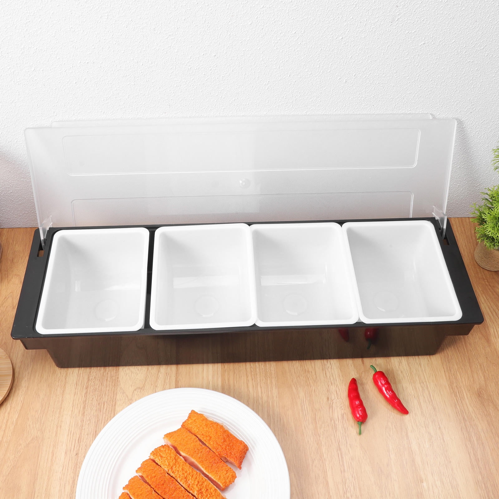 FRCOLOR Divided Serving Tray Plastic Condiment Container Removable ...