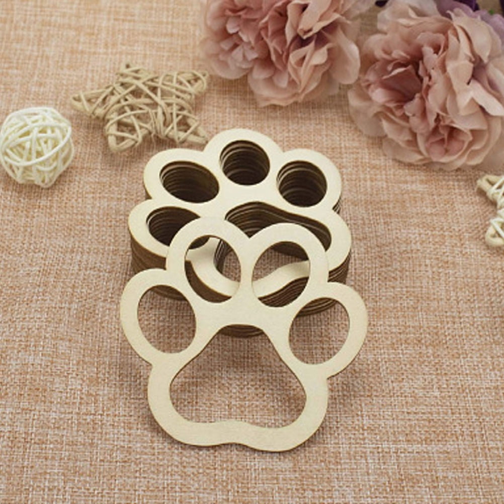 FRCOLOR Dog Paw Shaped Wooden Chips for Decor with Rope Material and No ...