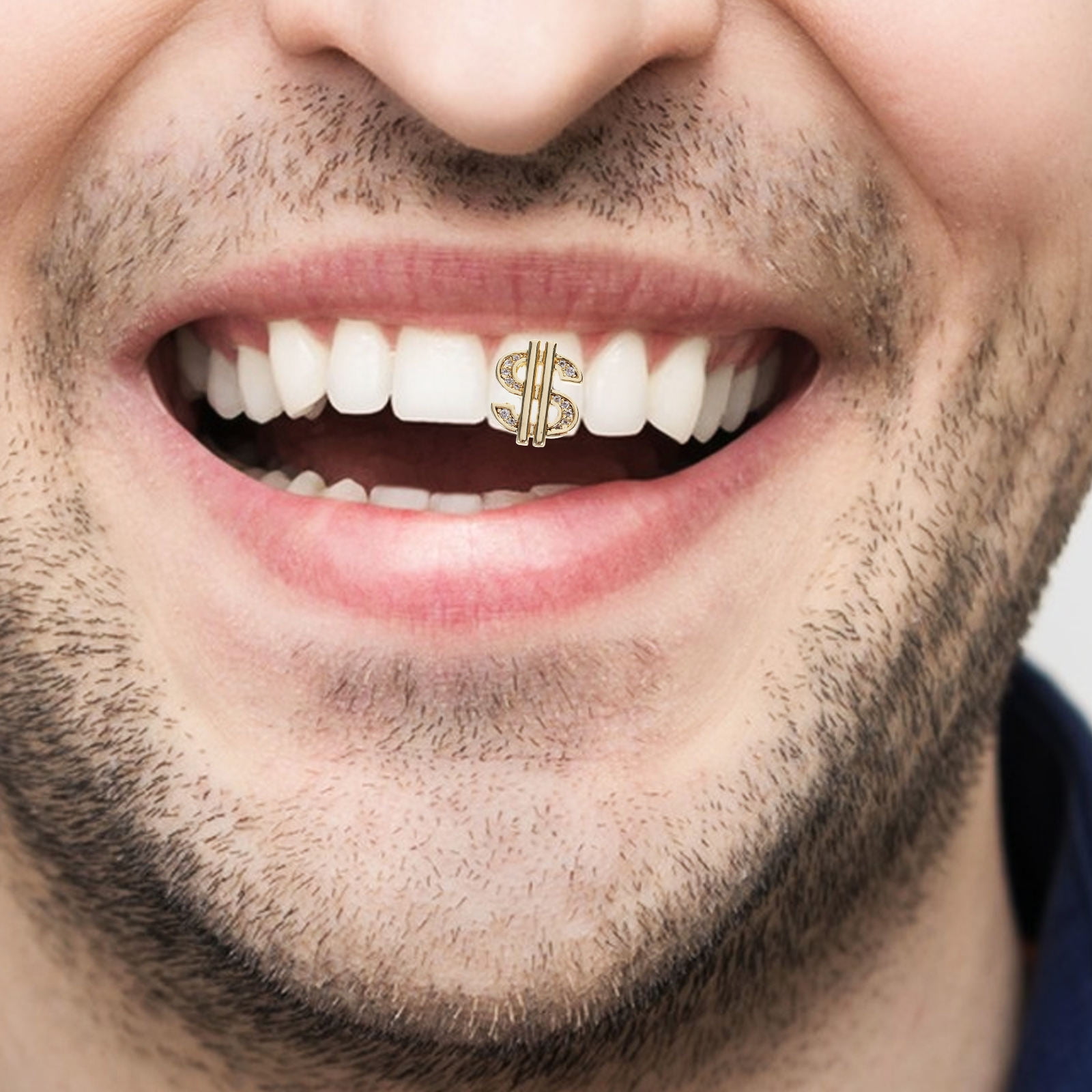 FRCOLOR Dollar Dental Grills Gold Plated Copper Teeth Braces Punk Hip ...