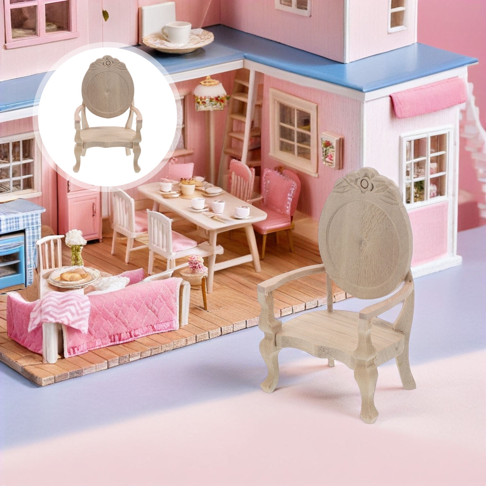 FRCOLOR Dollhouse Chairs 1: 12 Scale Mini Wood Chair Miniature ...