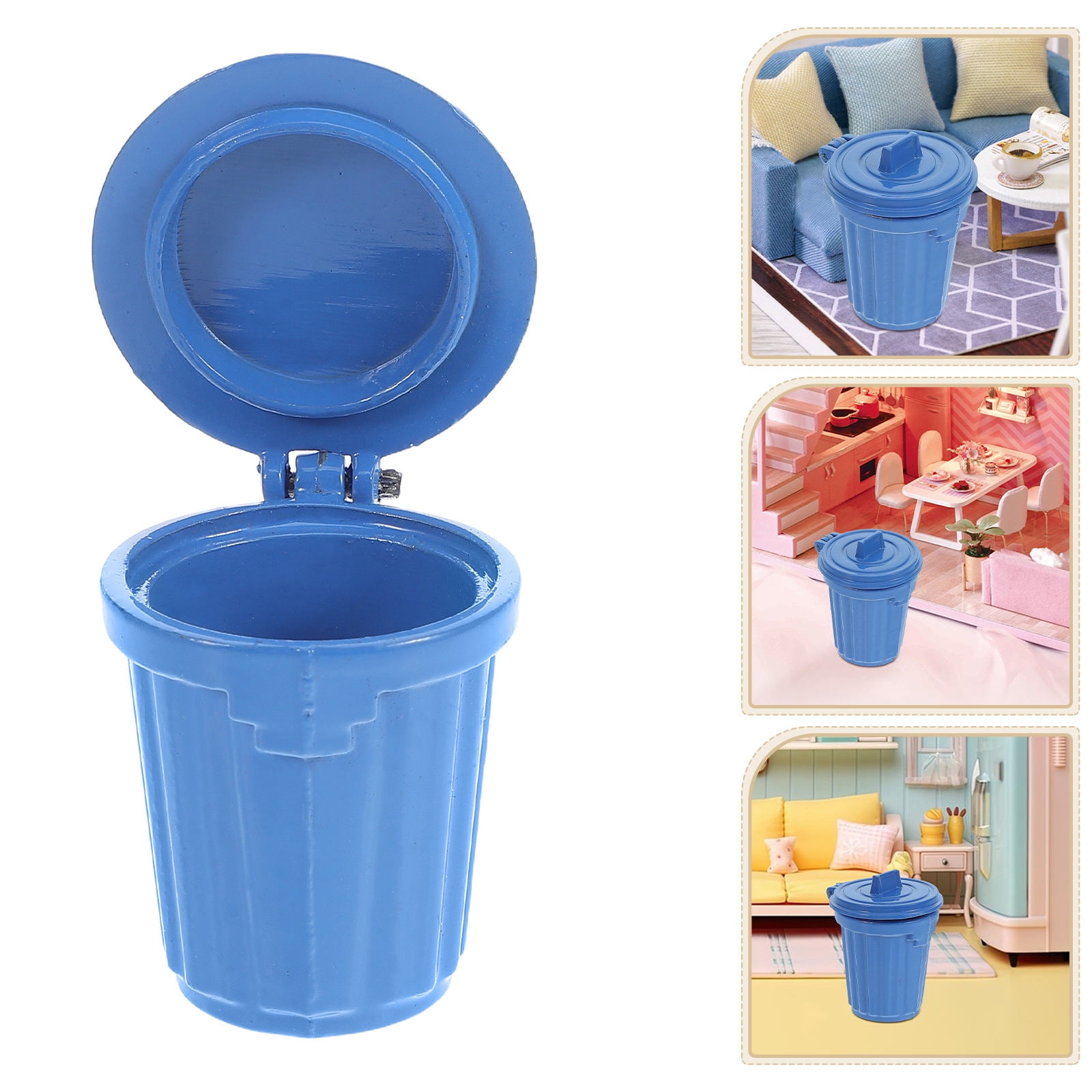 FRCOLOR Dollhouse Miniature Trash Can 1:12 Scale Mini Garbage Bin For ...