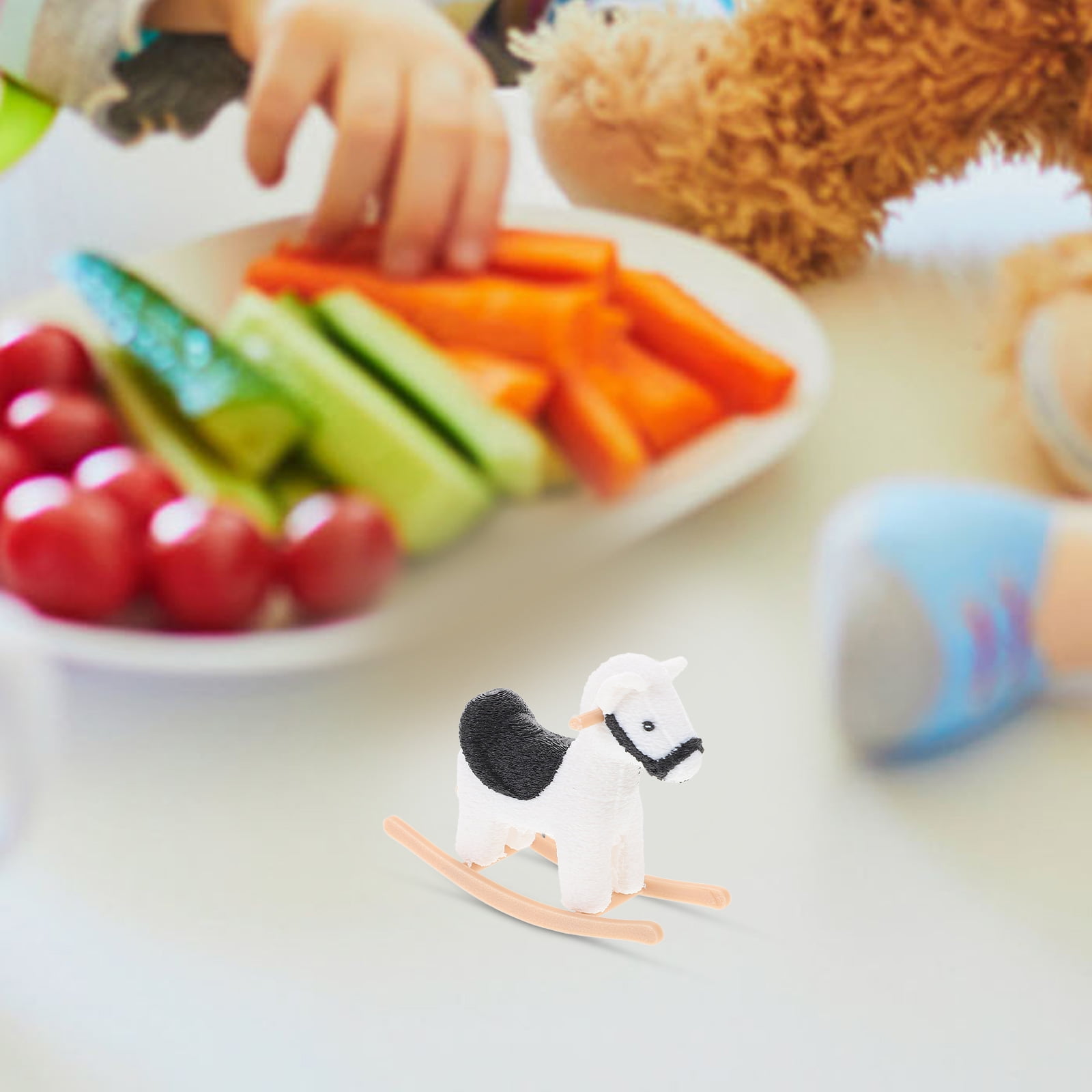 FRCOLOR Dollhouse Rocking Horse Miniature Cartoon Rocking Horse Chair ...