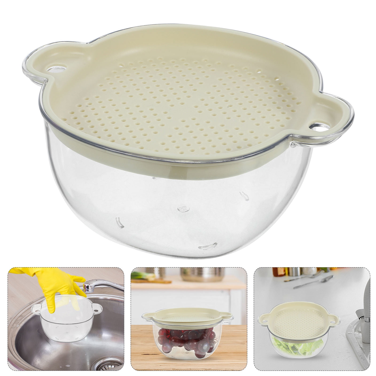 FRCOLOR Double Layered Drain Basin Fruit And Vegetable Washing Basket ...