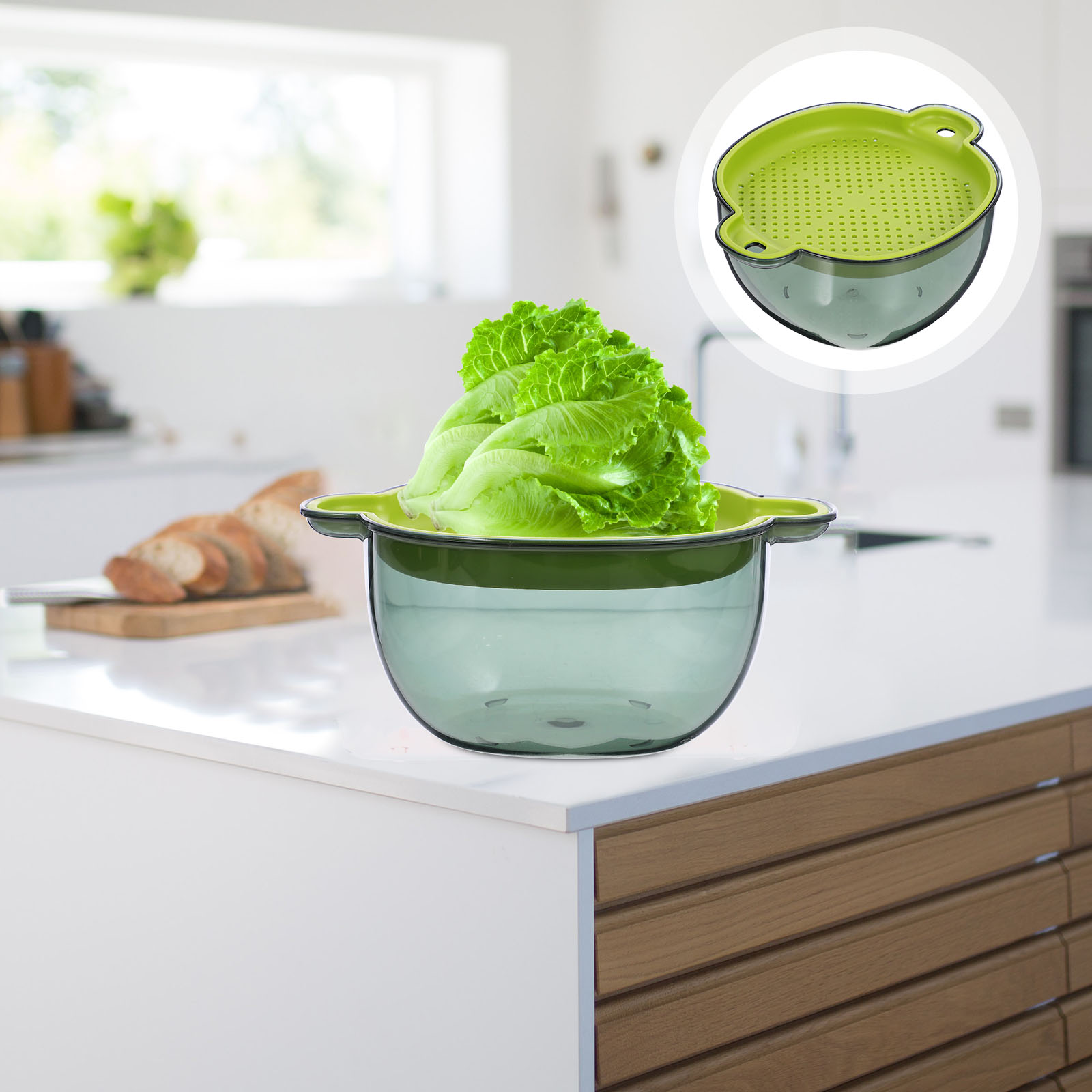 FRCOLOR Drain Colander Kitchen Strainer Bowl Dish over The Sink Bin ...